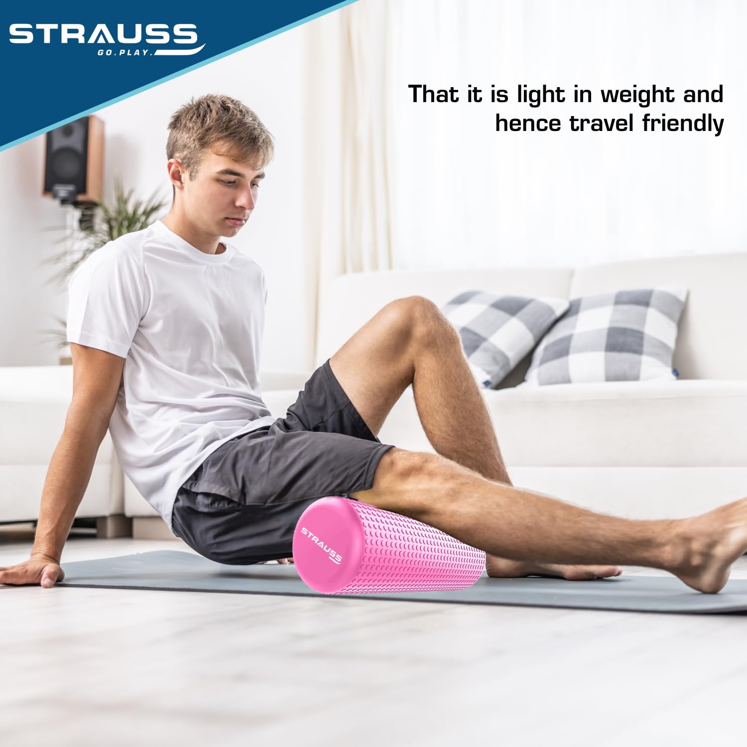 STRAUSS Yoga Foam Roller, 45 cm, (Purple)