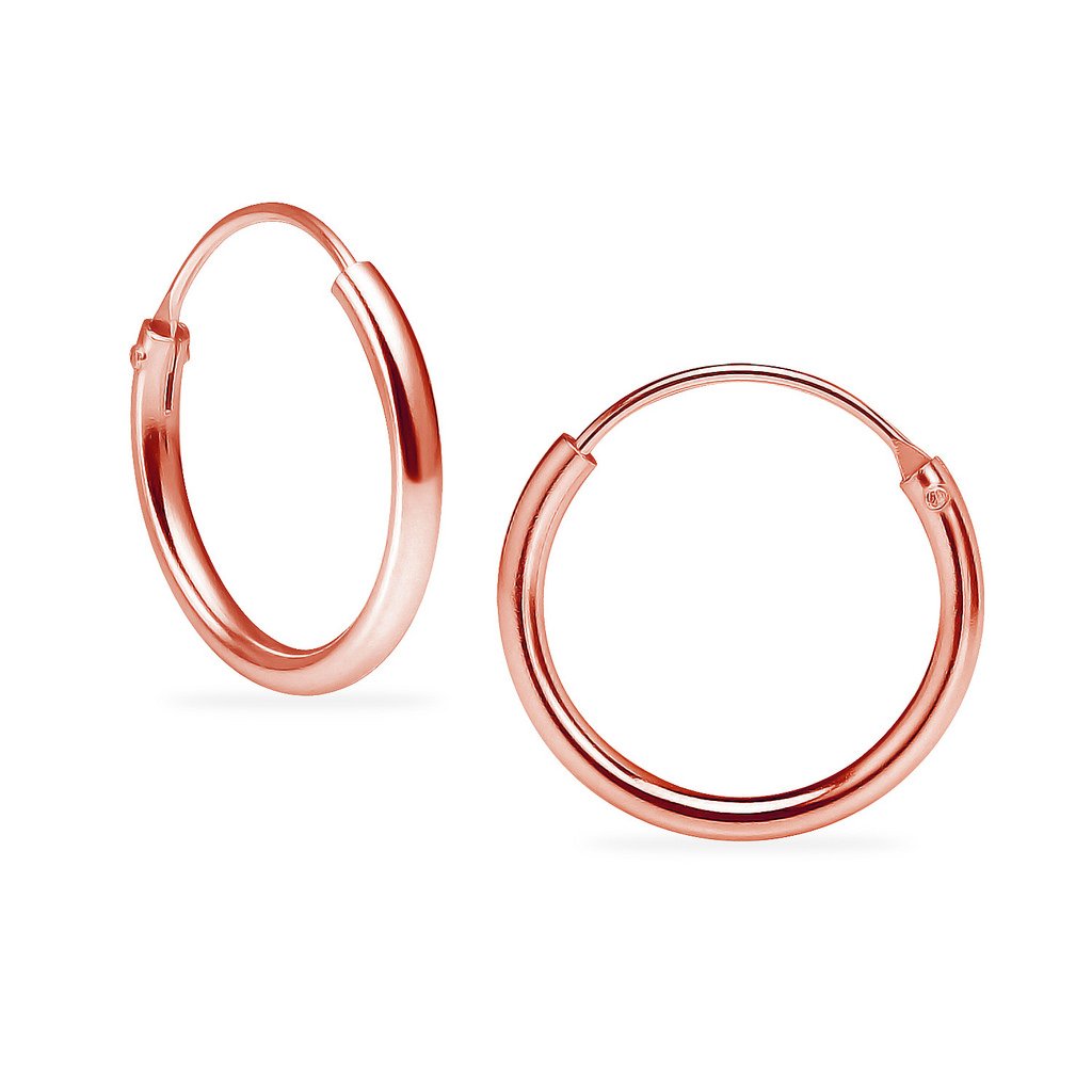 Silverline Jewelry 925 Sterling Silver Endless Hoops 1.2mm x 14mm Thin Round Earrings