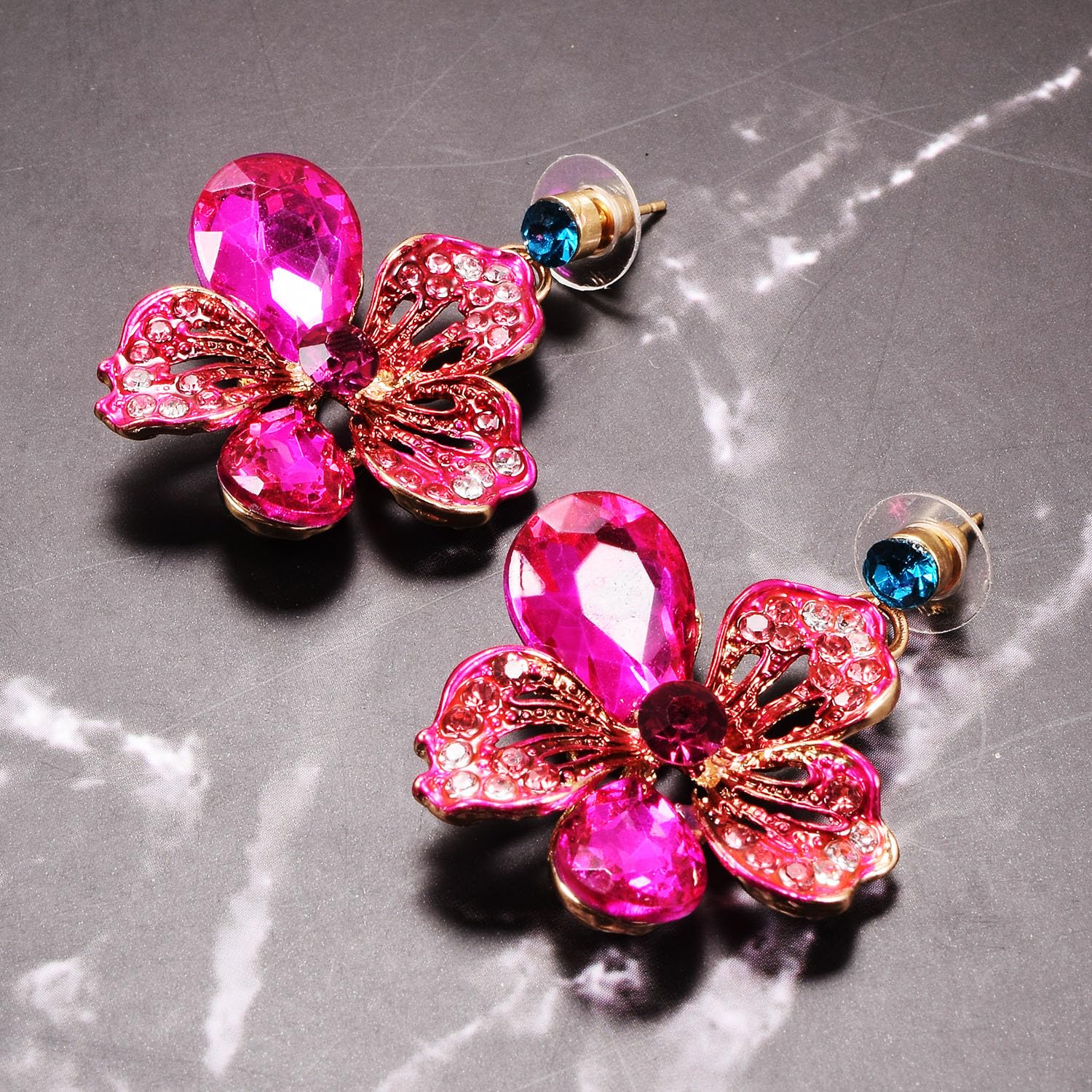 Yuhuan Women Costume jewelry Crystal Statement Necklace and Earrings Sets Chunky Jewelry Set (Style1)