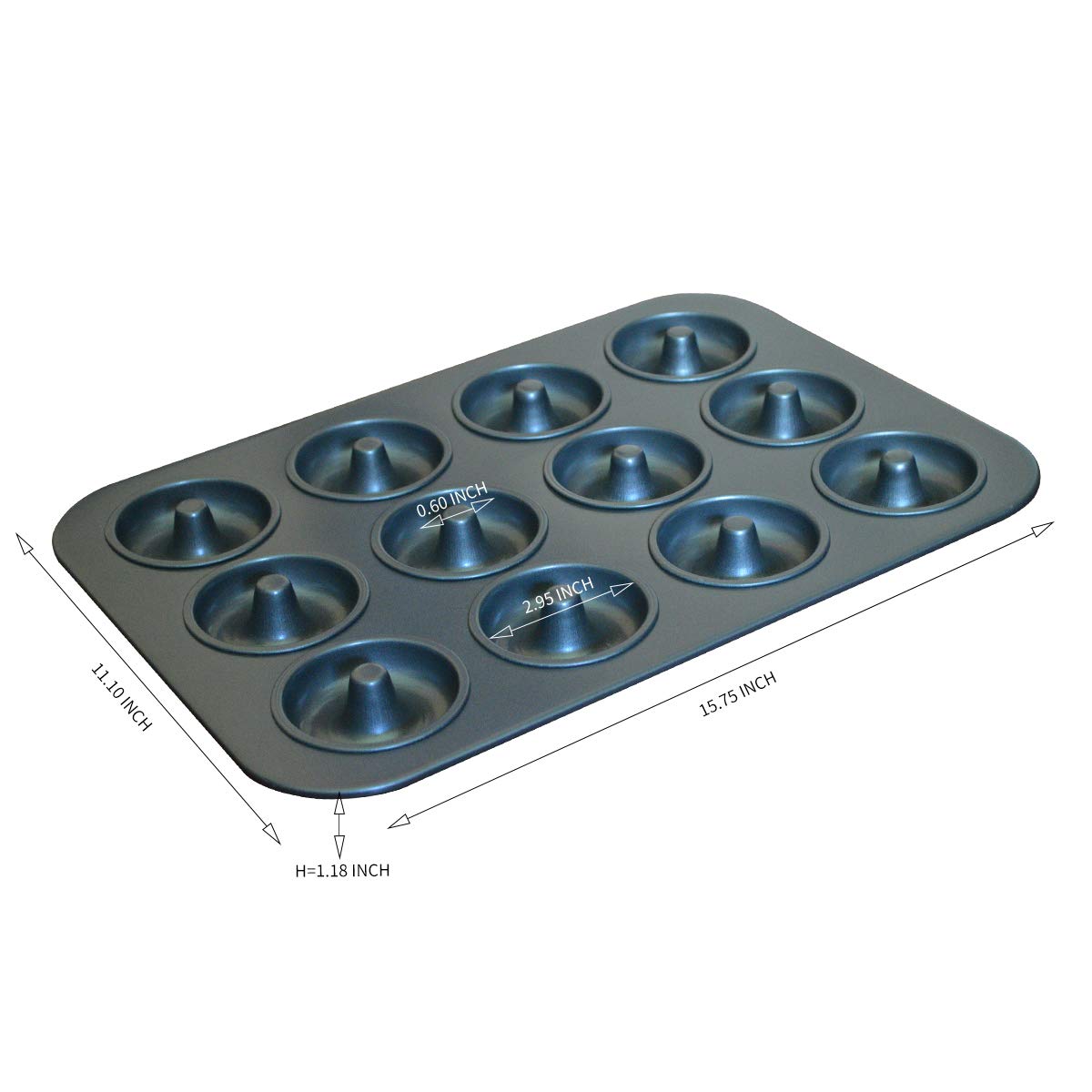 Twscvc Donut Baking Pans, Nonstick 12 Cavity Doughnut Pan, Carbon Steel Donut Mold and Mini Bagel Pan for Baking -Gray