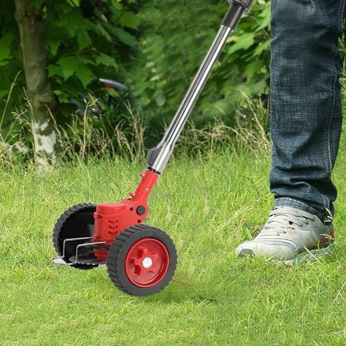 Weed Wacker Cordless Weed Eater, Lightweight Push Grass String Trimmer Edger with Telescopic Rod D-Shaped Handle, 24V Battery Powered, Lawn Tools with Lightweight Wheeled for Home Garden Yard Mowing