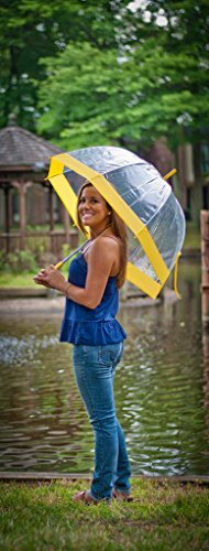 Umbrella Clear Bubble Dome, Rain, Galleria Umbrellas for Kids, Men and Woman (Yellow Trim, One Size)