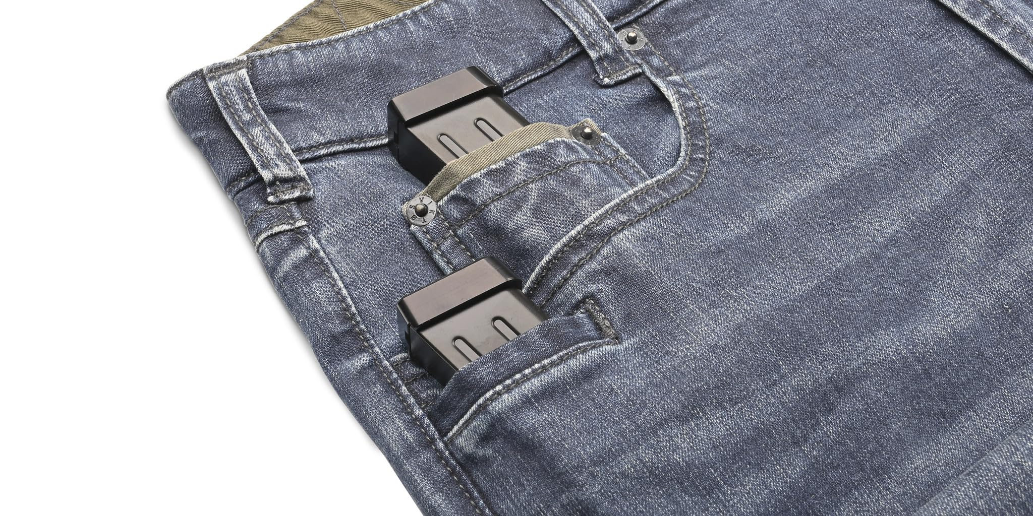 VIKTOS Men's Regular Straight Fit Concealed Carry Taculus CCW Stretch Coolmax Jeans, Mid Blue, 32 32