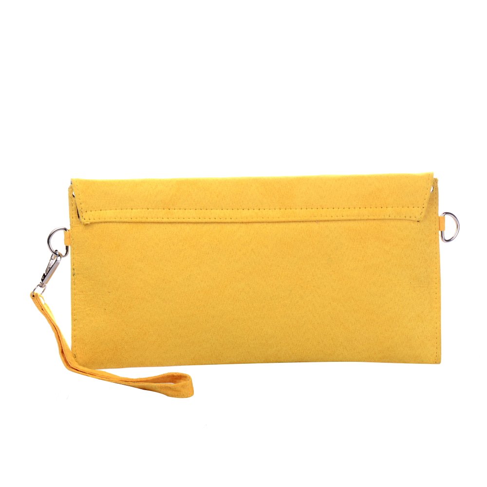 Tim And Ted Tedim Soft Faux Suede Yellow Envelope Clutch Handbag