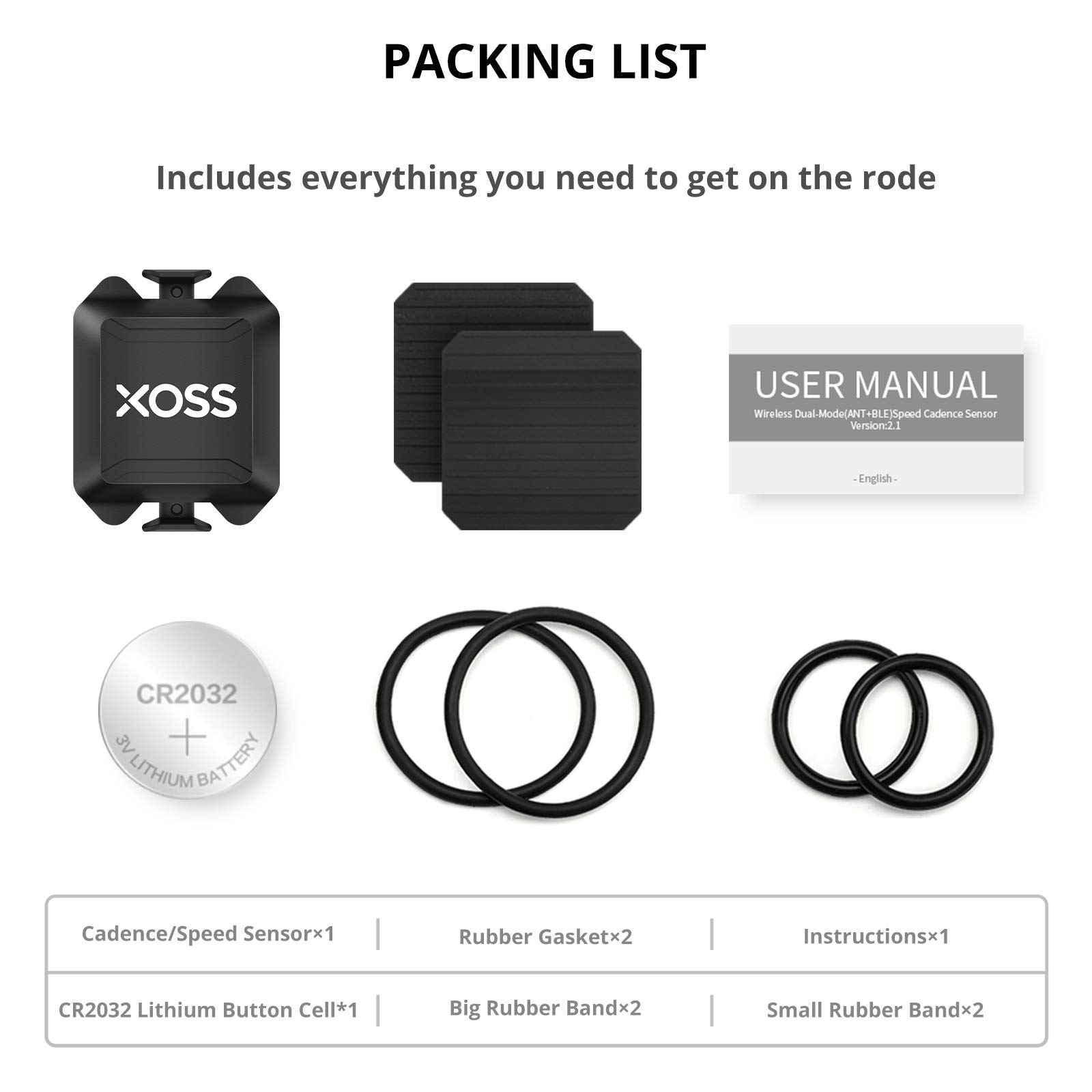 XOSS X1 Speed Cadence Sensor Wireless Bike Speedometer Power Meter Bike Trainer Bike Computer Use Indoor Outdoor Bike Use Peleton OpenRider- 1 Pack