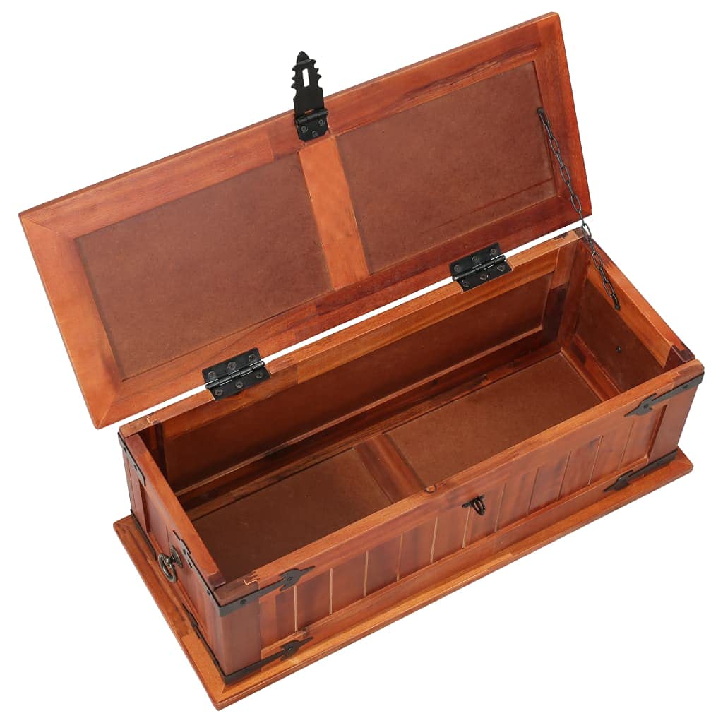 Storage Chest with 2 Side Handles and Latch, Toy Box Organizer for Bedroom and Living Room, Coffee Table, Couch Table, Solid Acacia Wood