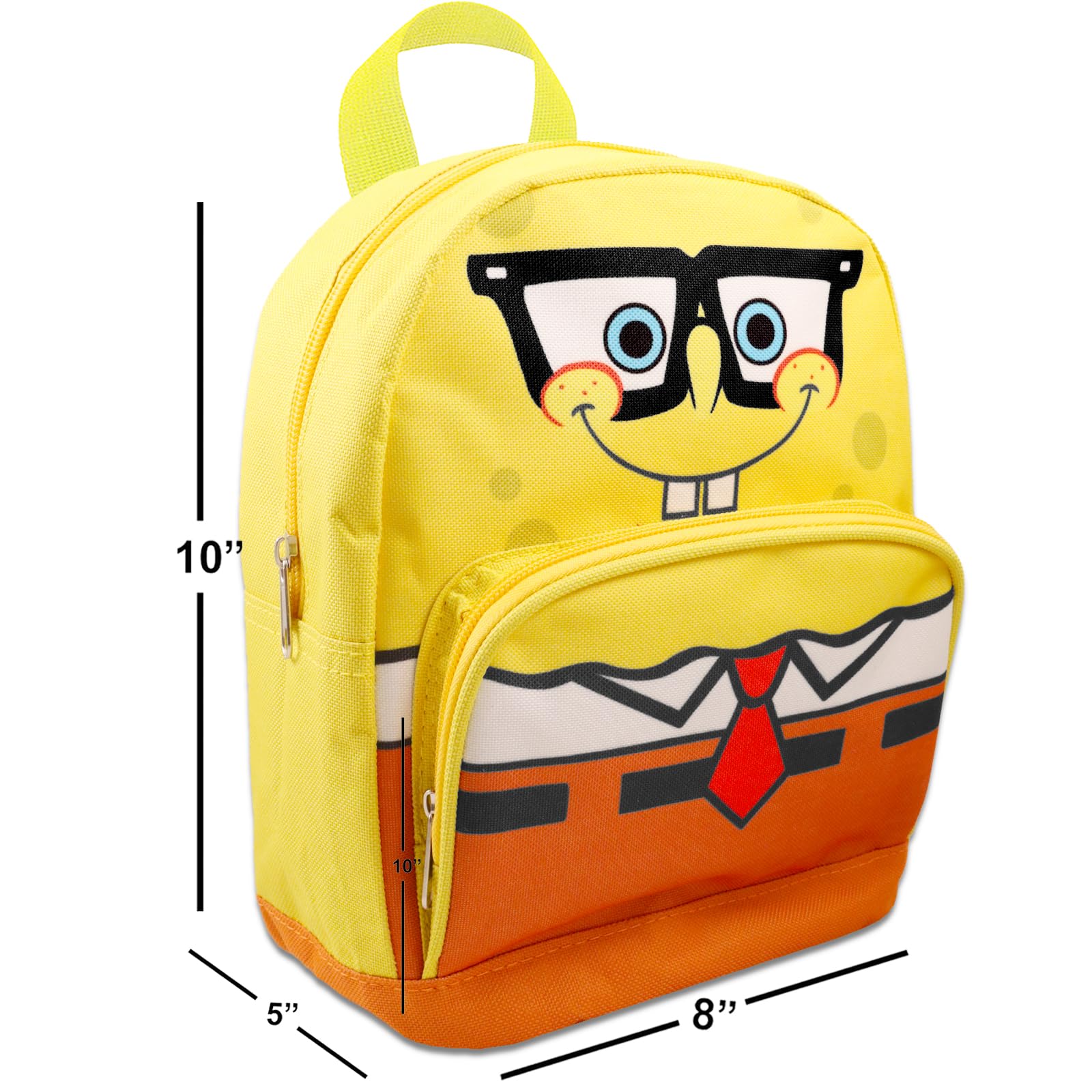 SpongeBob SquarePants Spongebob Mini Backpack for Teens - 10β Canvas Backpack with Front Pocket Plus Bookmark | Spongebob Backpack Purse Bundle