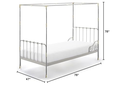 Stainless Steel Canopy Bed Frame Adjustable Bed Canopy Post Poles for Twin Size Beds, Bed Canopy Frame for Metal Platform Bed Wood Bed(Twin), Silver
