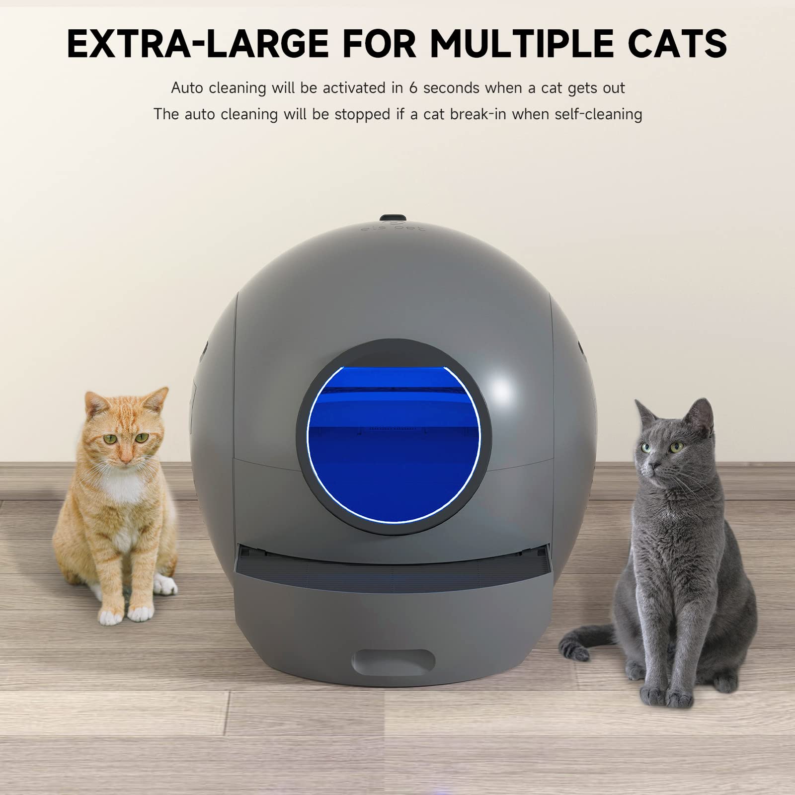 YSSAIL Self-Cleaning Cat Litter Box: Extra Large Automatic Cat Litter Box with APP Control & Smart Health Monitor & Safe Alert, Odor Removal Cat Litter Box for Multiple Cats [Black]