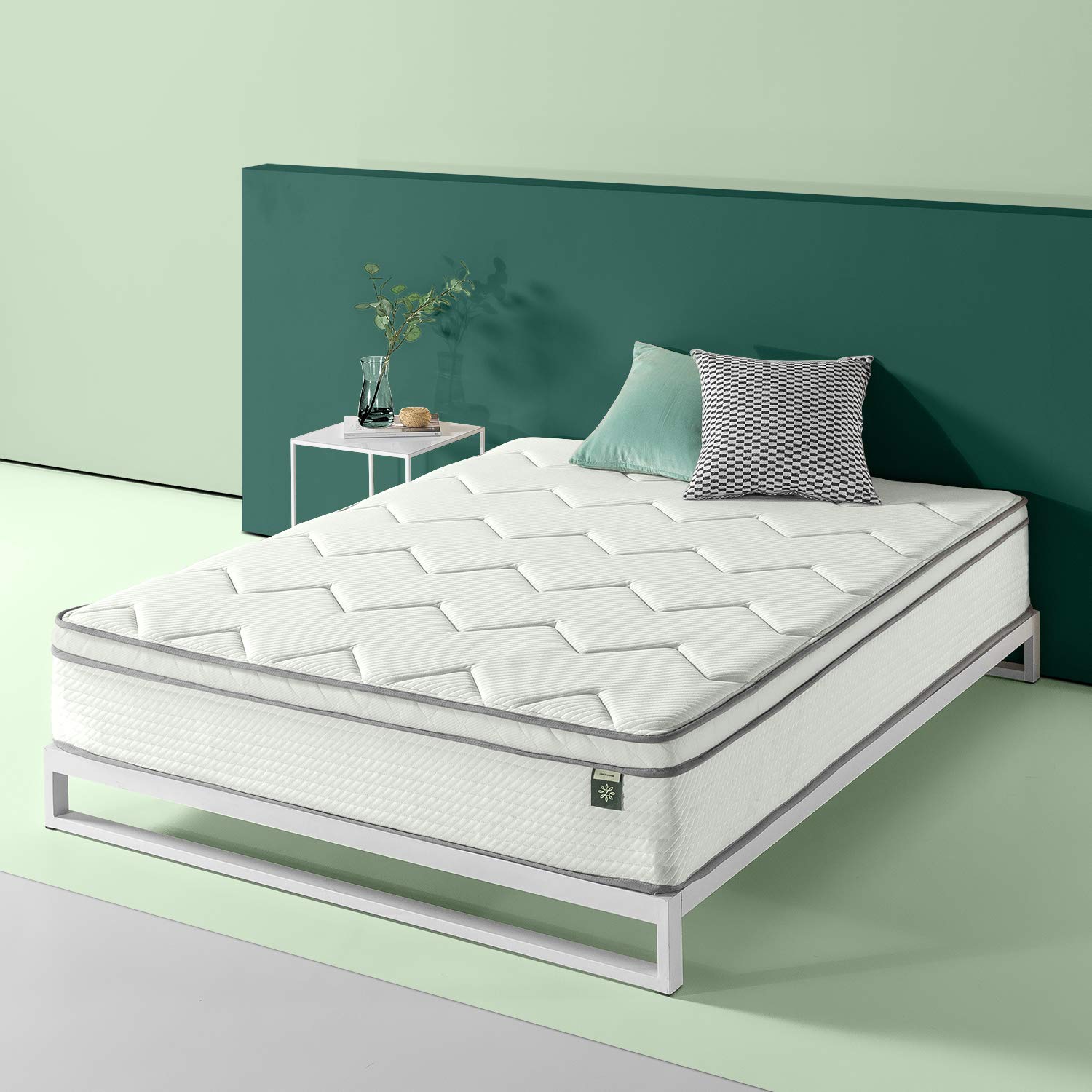 Zinus 10in Charcoal Euro Top Bonnel Spring Mattress, Twin