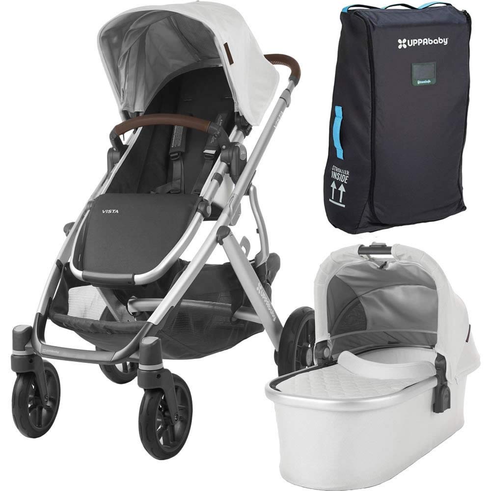 UPPAbaby 2018 Vista + Travel Bag - Bryce (White Marl/Silver/Chestnut Leather)