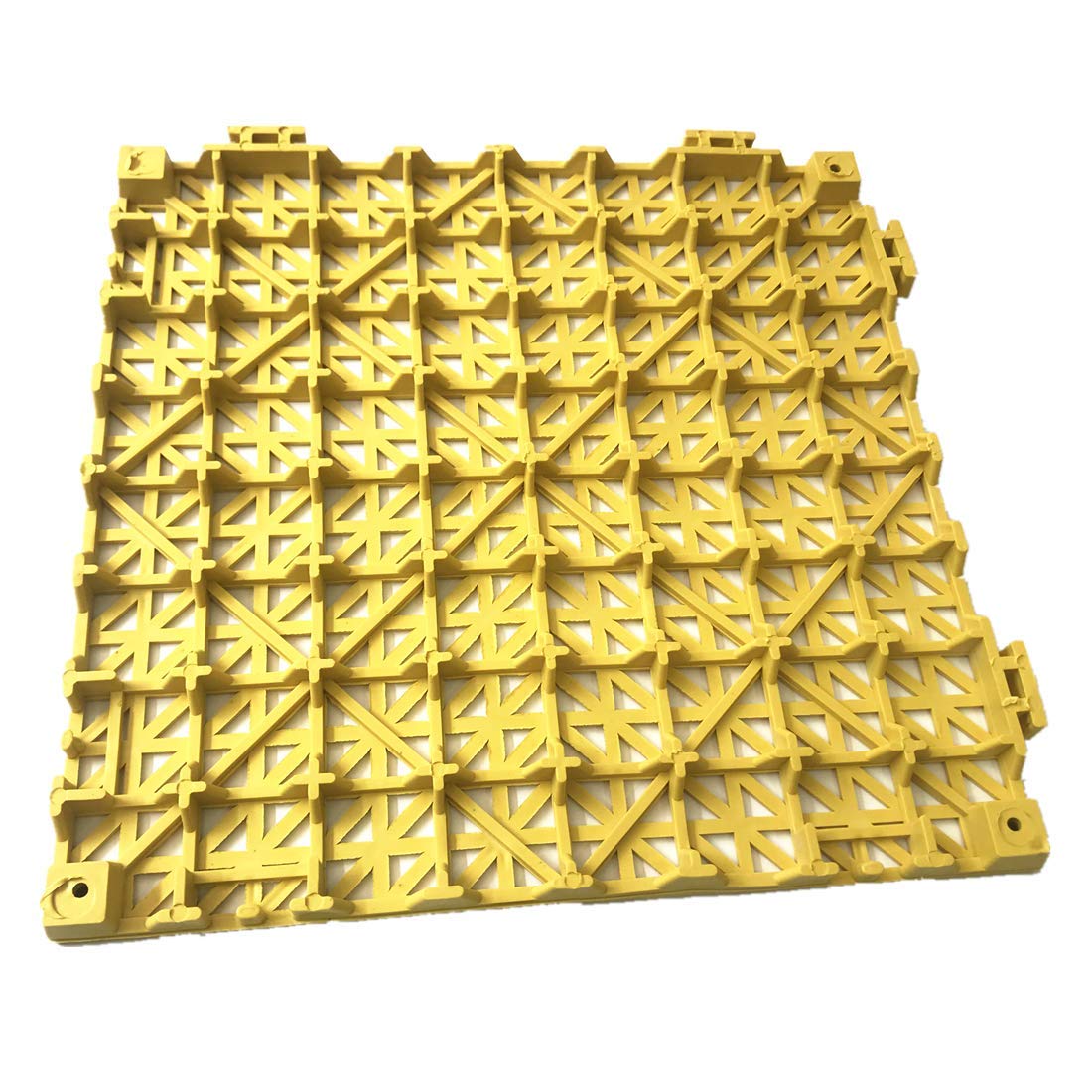 4pcs Modular Interlocking Cushion 11.5" x 11.5" Floor Tile Mat Mats Drain Pool Shower Home Indoor/Outdoor (Yellow)