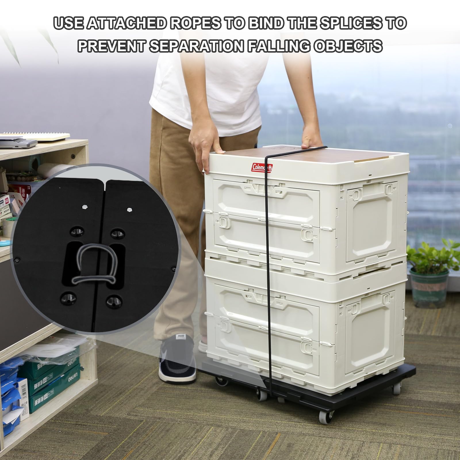 Uholan Flatbed Dolly Can Connected Two Pcs One Set Household Portable Mobile Dolly Infinite Rotary Flat Handtruck Mobile Furniture Load 220lb Black ,Blue Wheel (Blue wheel)