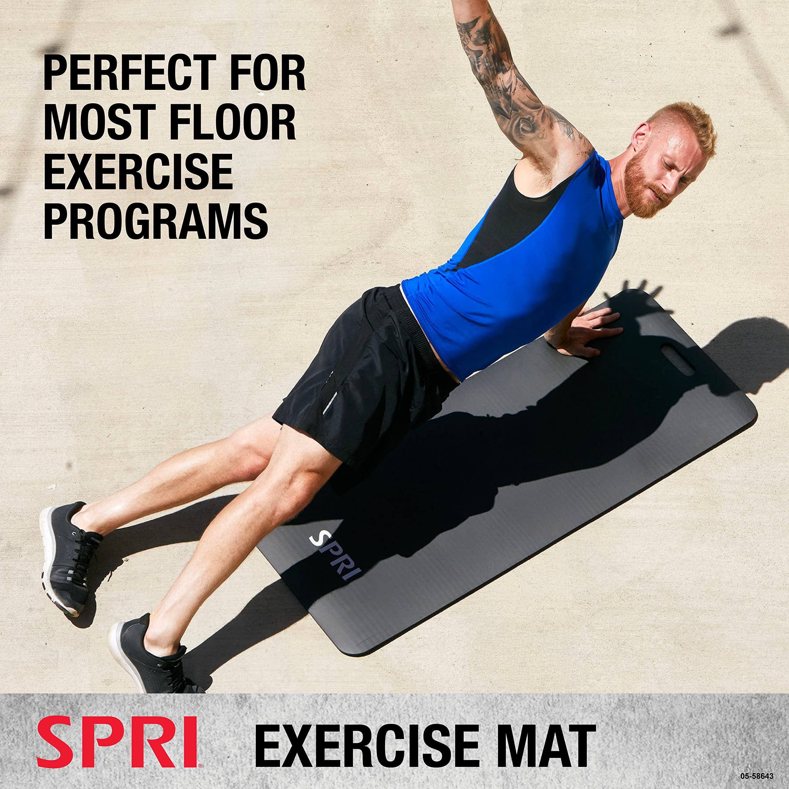 SPRI Roll Up Workout Exercise Mat, Black 20"x 48"