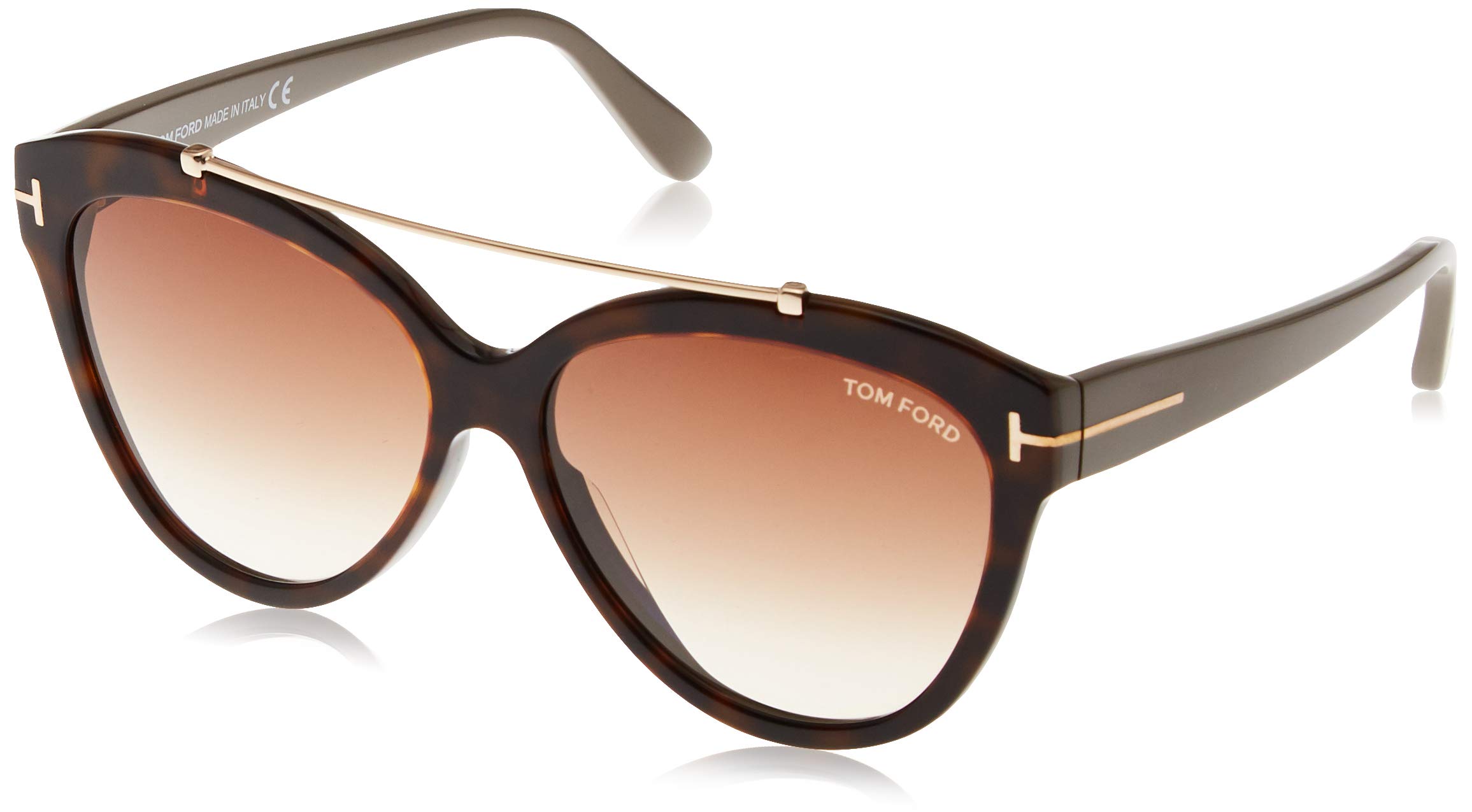 Tom Ford Women's Livia FT0518 - 53F Sunglasses 58mm Havana Brown / Gold Tone Frame w/ Brown Lens