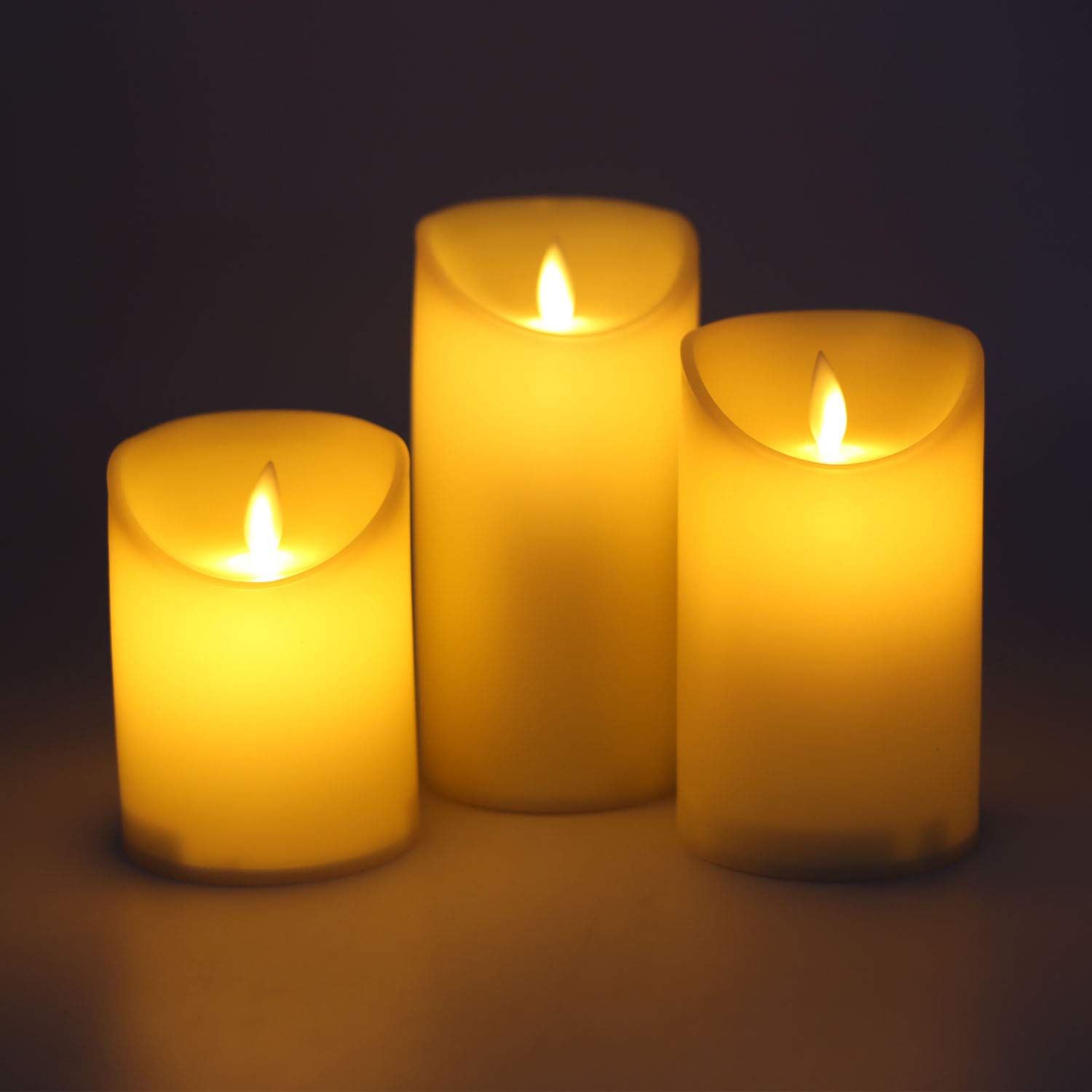 YASENN 3" LED Dancing Flame Battery Candles Flameless Candle Battery Operated 3D Moving Flame Candles Realistic Candles(4" 5" 6" Set of 3)