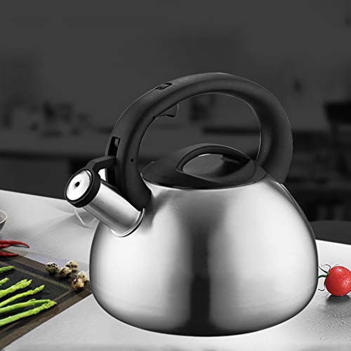 ZNZN Stainless Steel Kettle Round Whistling Teapot Silver Boiling Water Kettle with Ergonomic Handle (2.5L/84.5OZ,3.5L/118.3OZ) Multifunctional Water Kettle (Color : 3.5L (118.3OZ))