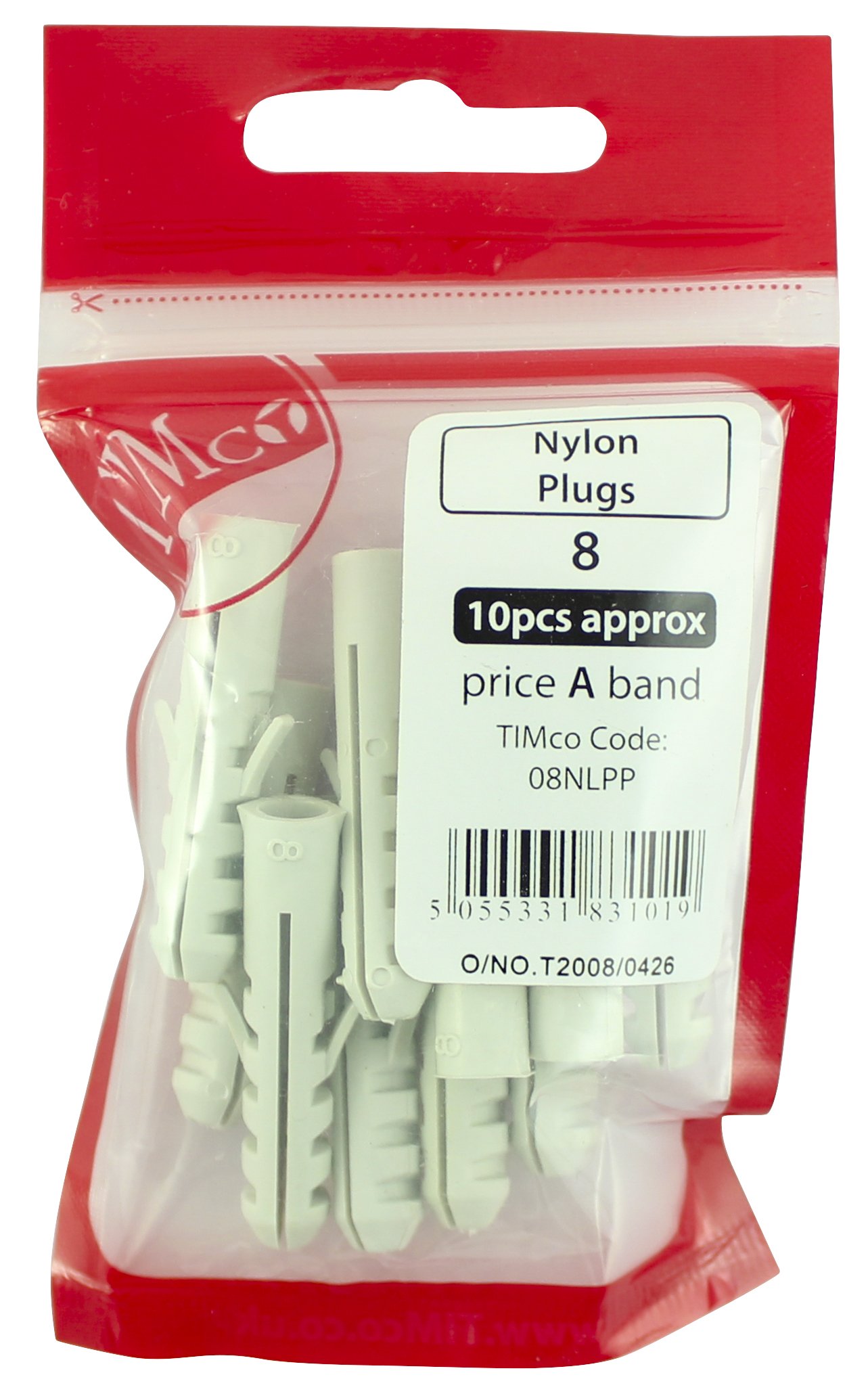 TimCo 06NLPP 6 x 30-Grey-Pack of 20 Nylon Plug, 000-00, Silver