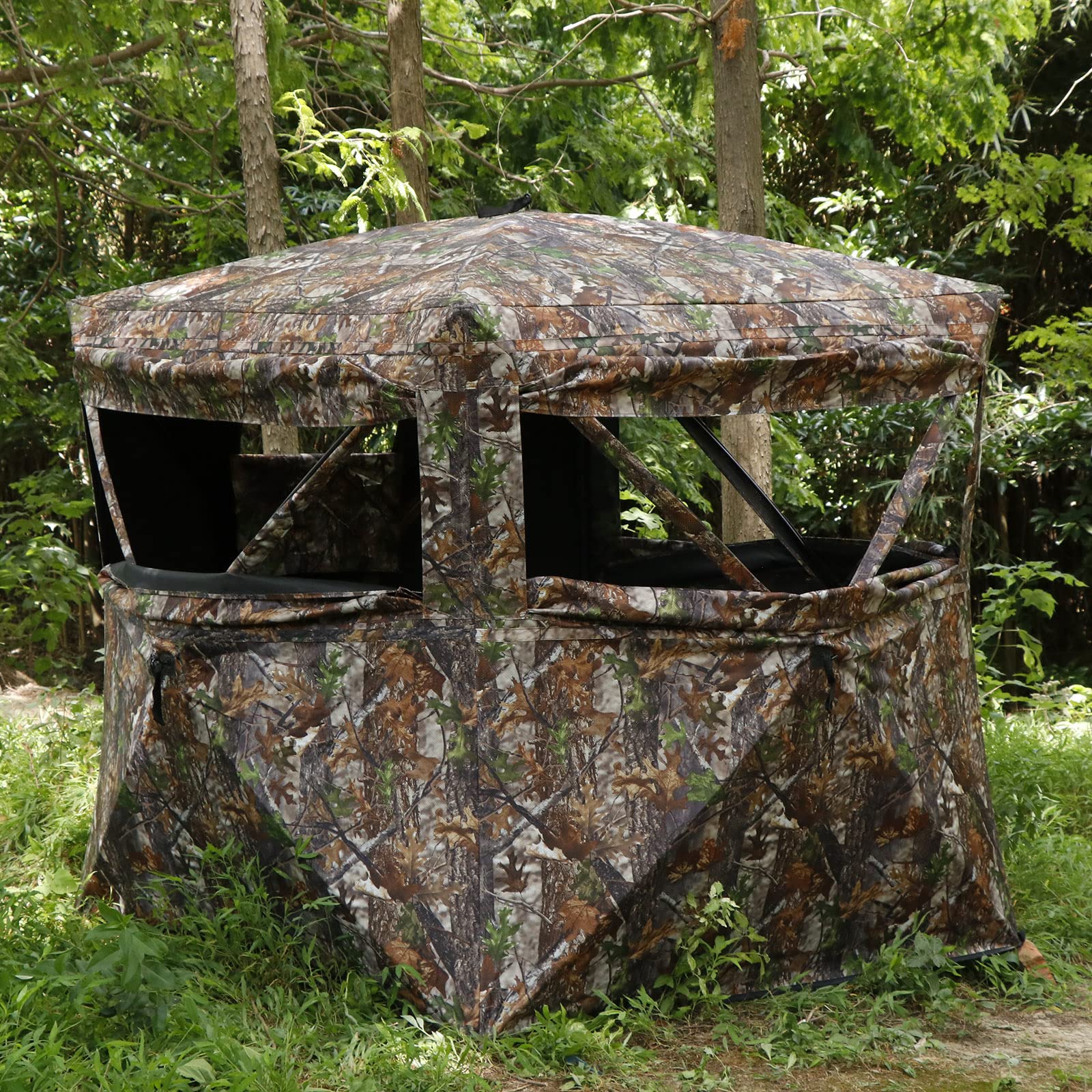 Trigoo Hunting Blind 2-3 Person 270 Degree Pop Up Hunting Ground Tent See Through with Carrying Bag and Ground Stakes
