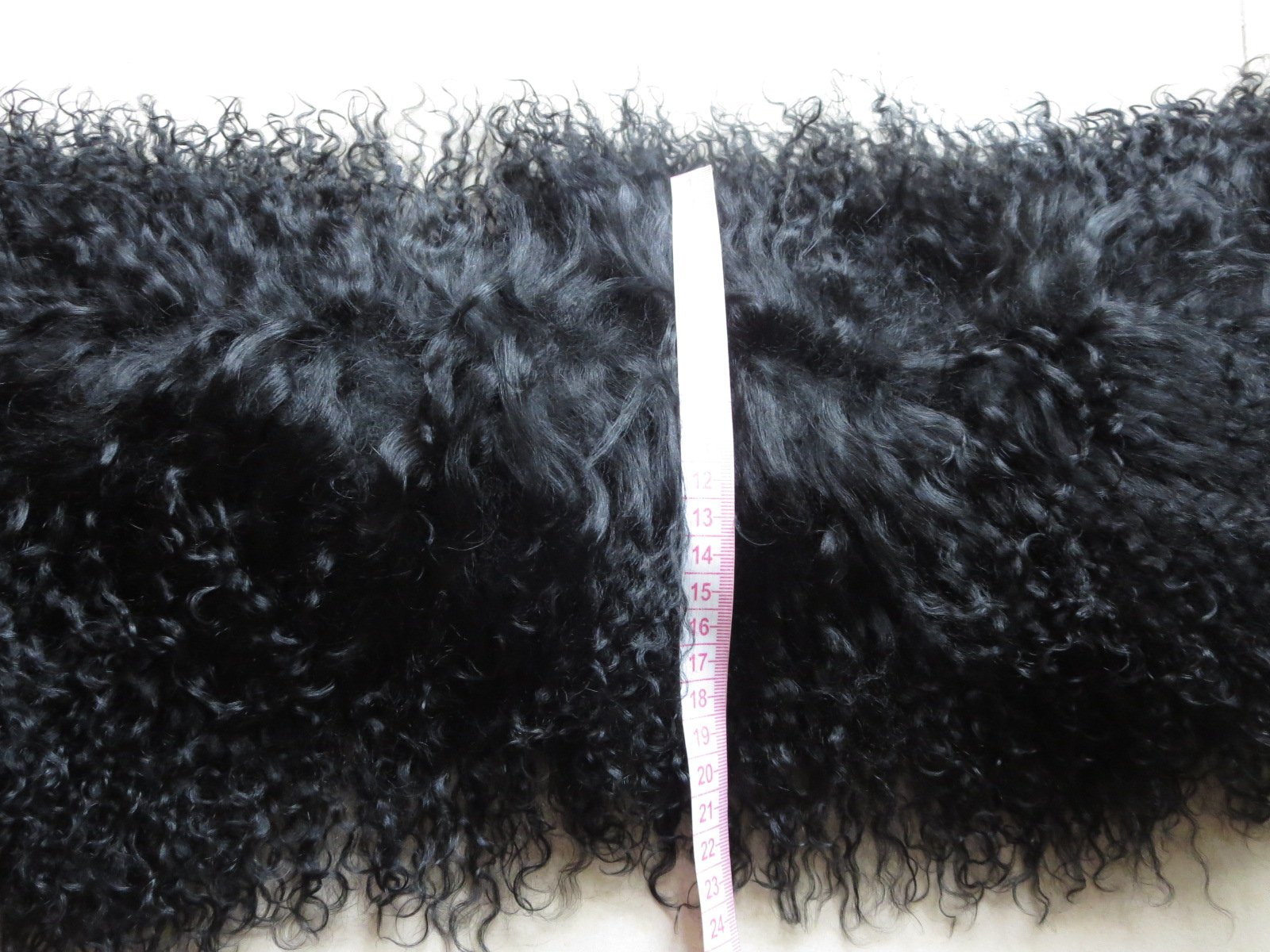 XUYUZUAU Real Mongolian Lamb Hair Scarf Wool Wraps Black Overlength Warm Black