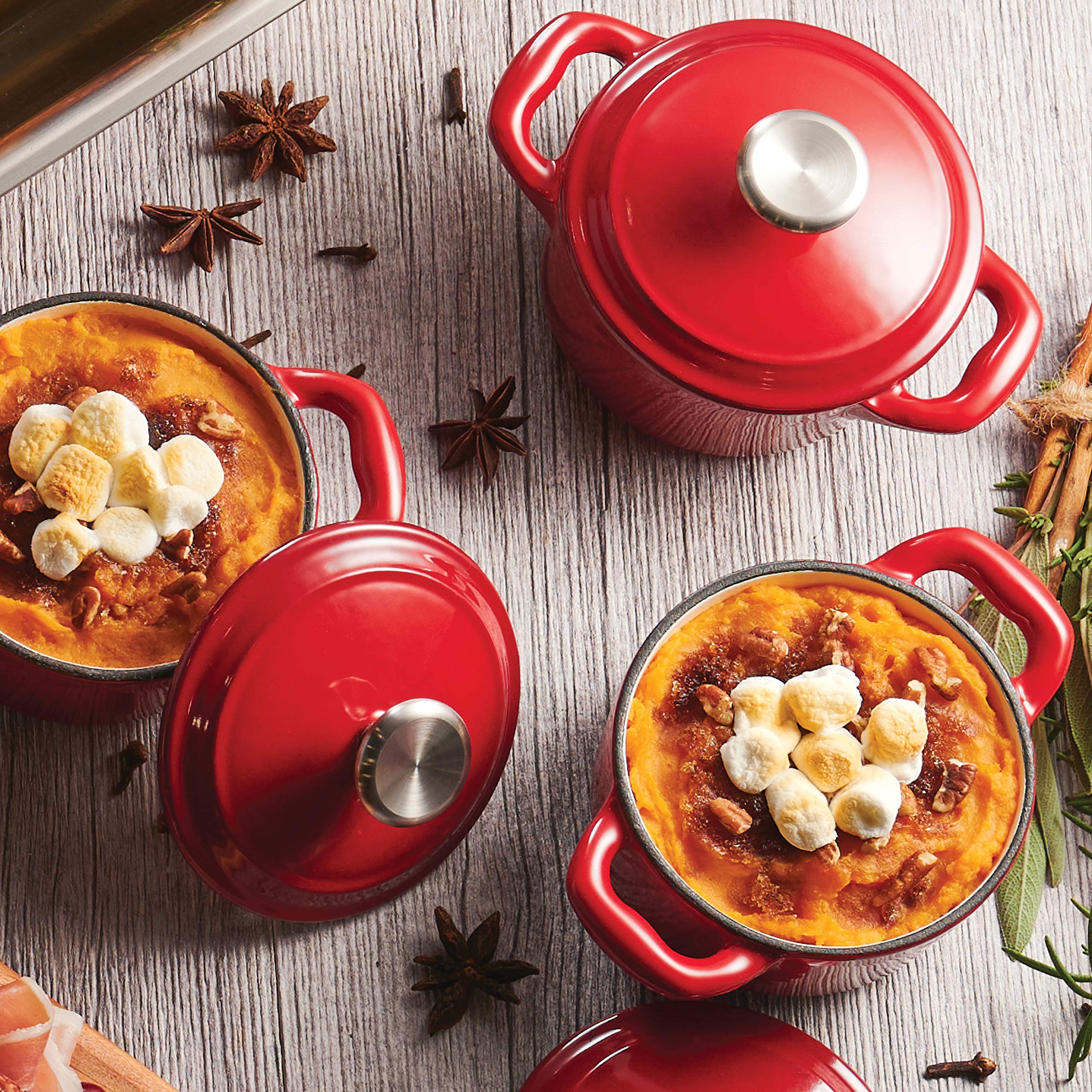 Tramontina Enameled Cast Iron Covered Mini Cocotte 10.5-Ounce Gradated Red, 80131/049DS
