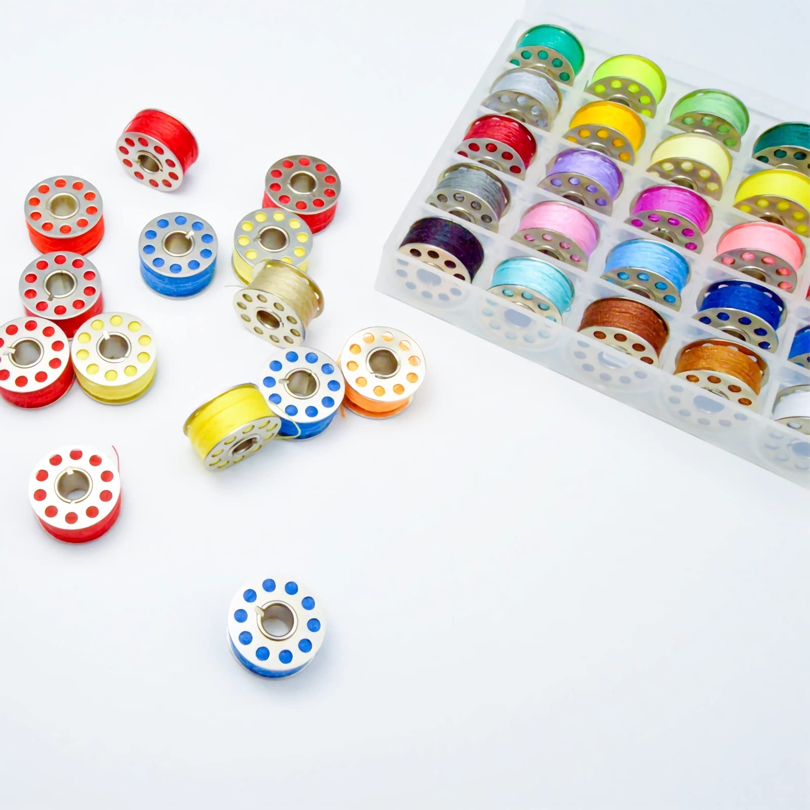 WUWEOT 108 Pieces Empty Metal Bobbin, Sewing Machine Bobbins, Class 15 Universal Bobbins with Plastic Storage Case Box for Brother, Janome, Singer, Bernina, Toyata, Anime, Kenmore, Babylock by LeBeila
