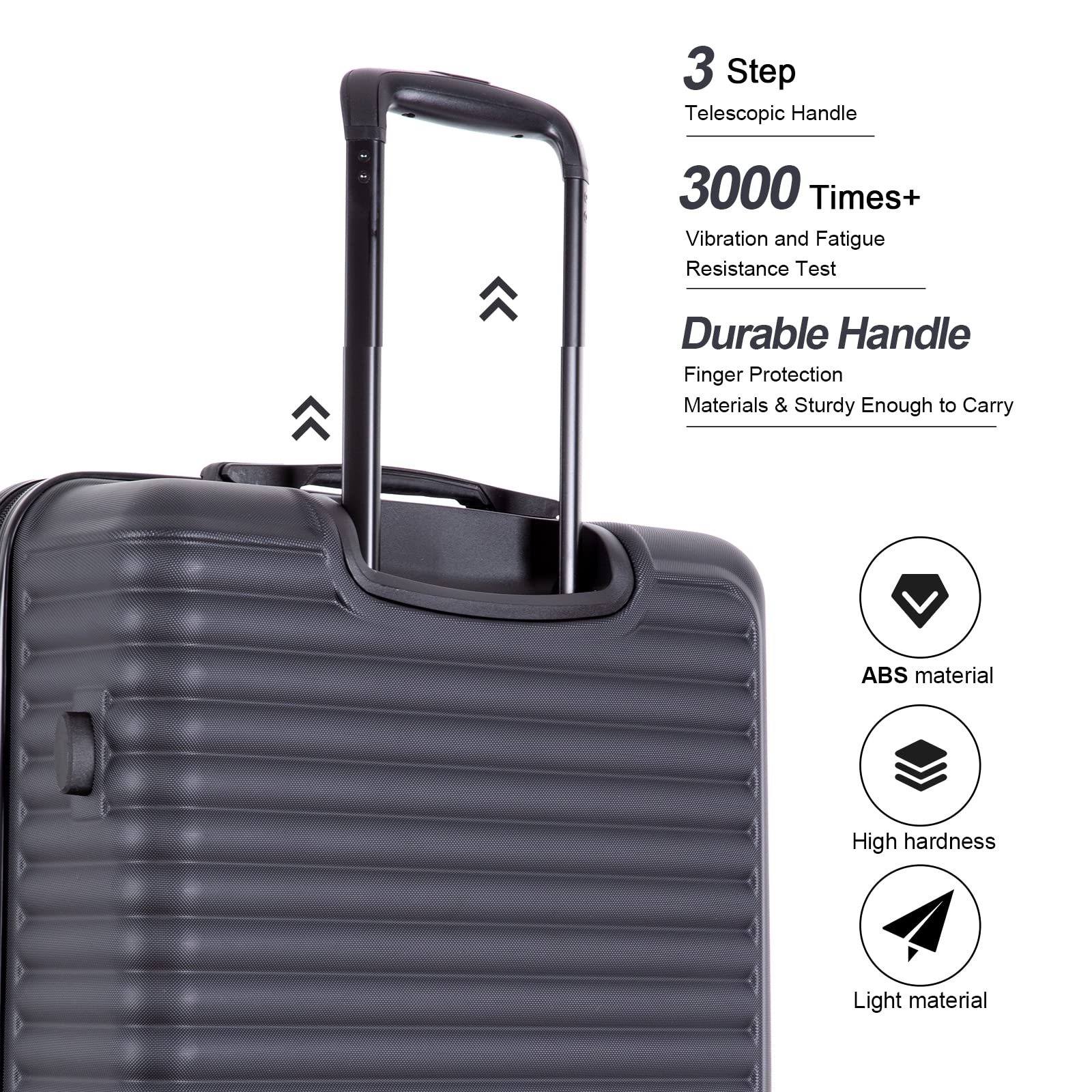 Tripcomp Luggage Sets Wear-Resistance Hardside Lightweight Suitcase Double Spinner Wheels, TSA Lock,Two Hooks, Scratch-resistant Carry-on,3 Piece Set(20inch 24inch 28inch) (Silver)