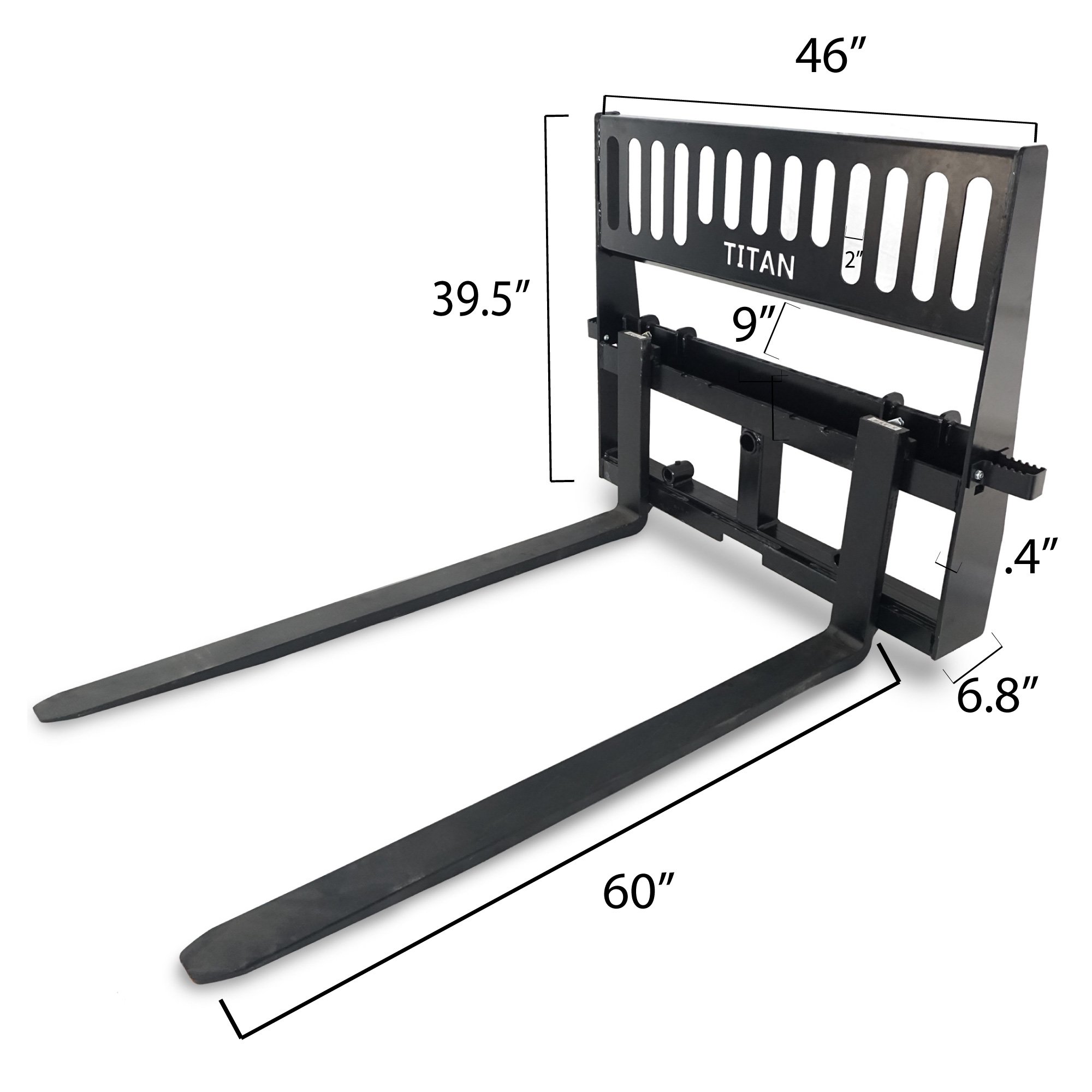 Titan Attachments Pro Duty Pallet Fork Attachment 60" Fork Blades Skid Steer Universal SSQA