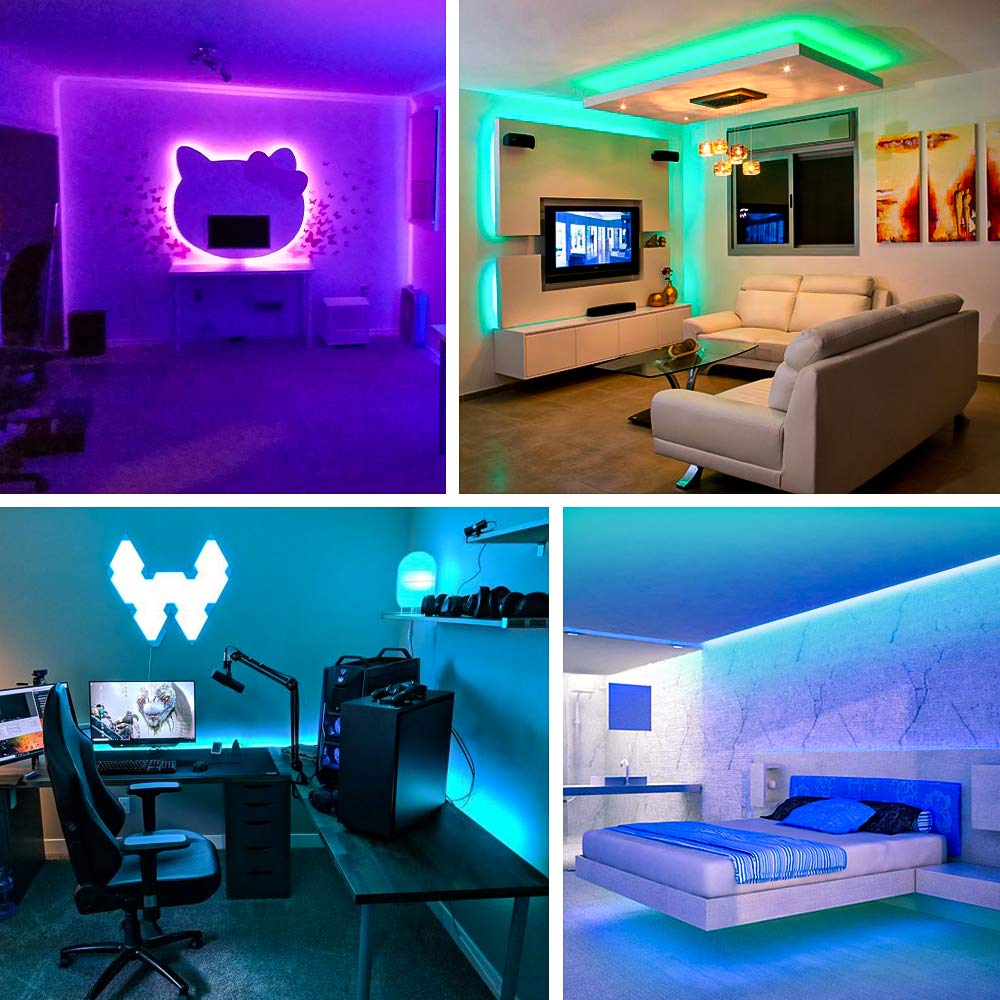 YEEMAYLUX LED Strip Light, 32.8ft 4096 DIY Color Changing Tape Lights with 5050 RGB 150 LEDs Highlight,Light Strip with Remote and 12V Power Supply,Easy Installation for TV Backlight, Party, Bedroom