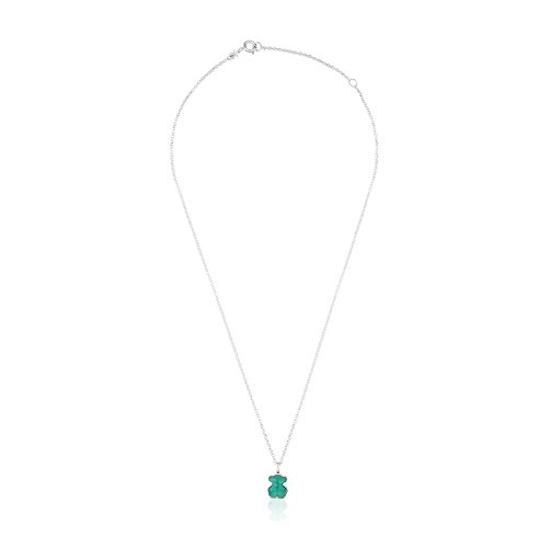 TOUS Sterling Silver Necklace for Women with Amazonite, Size: 1.1 cm. Length: 45 cm., Color Collection