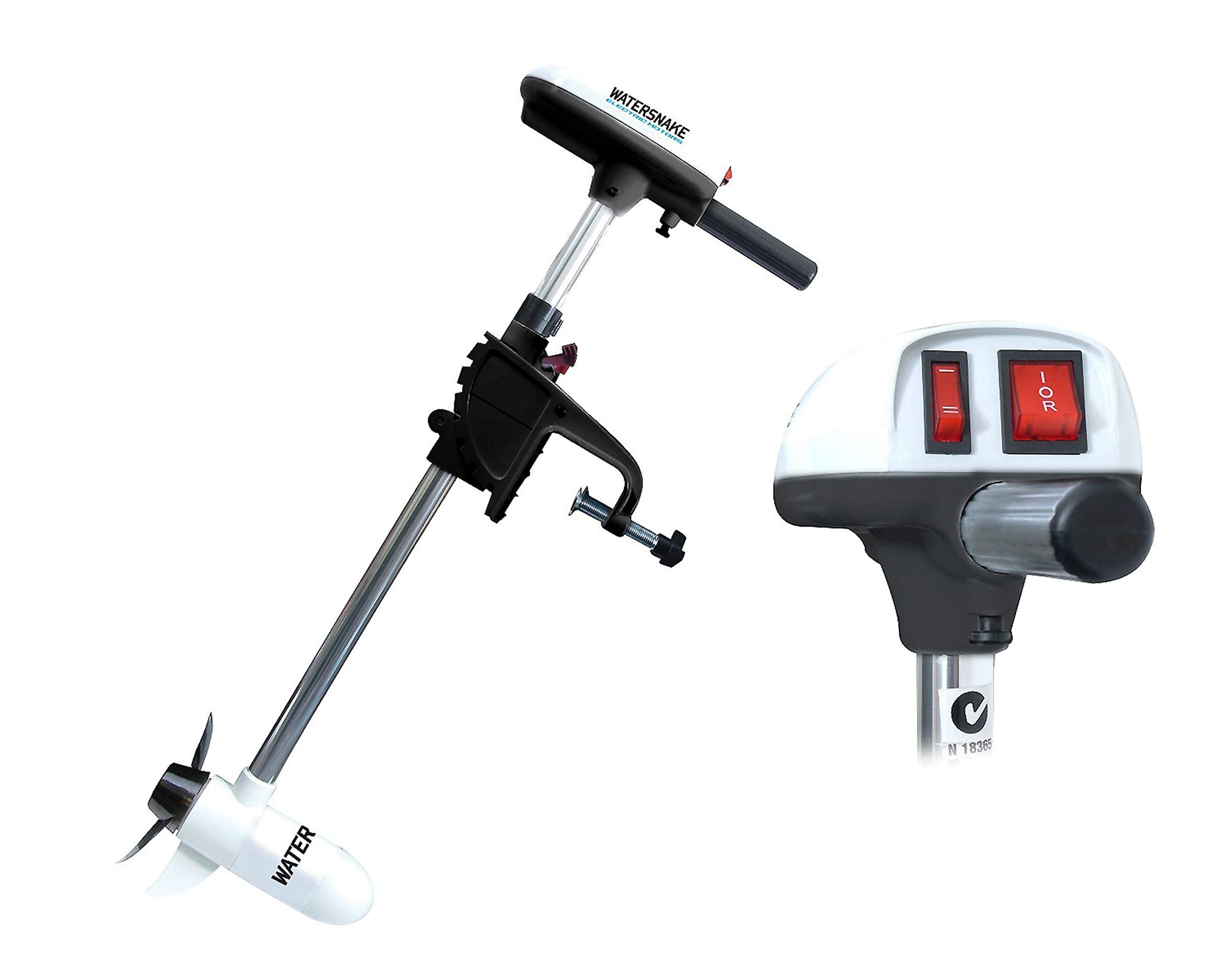 Watersnake T18 ASP - 18 Pound Thrust 12v Electric Saltwater Trolling Motor with Transom Mount