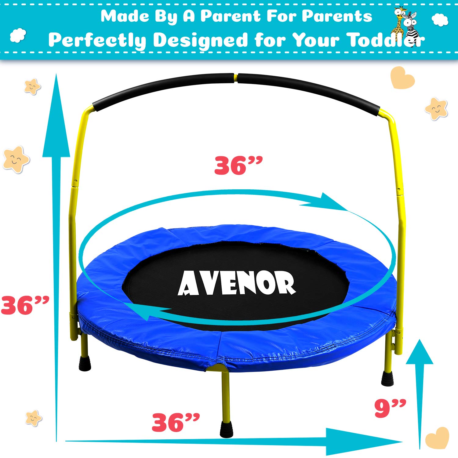 Trampoline with Enclosure - Recreational Trampolines with Ladder and AntiRust Coating, ASTM Approval Outdoor Trampoline for Kids