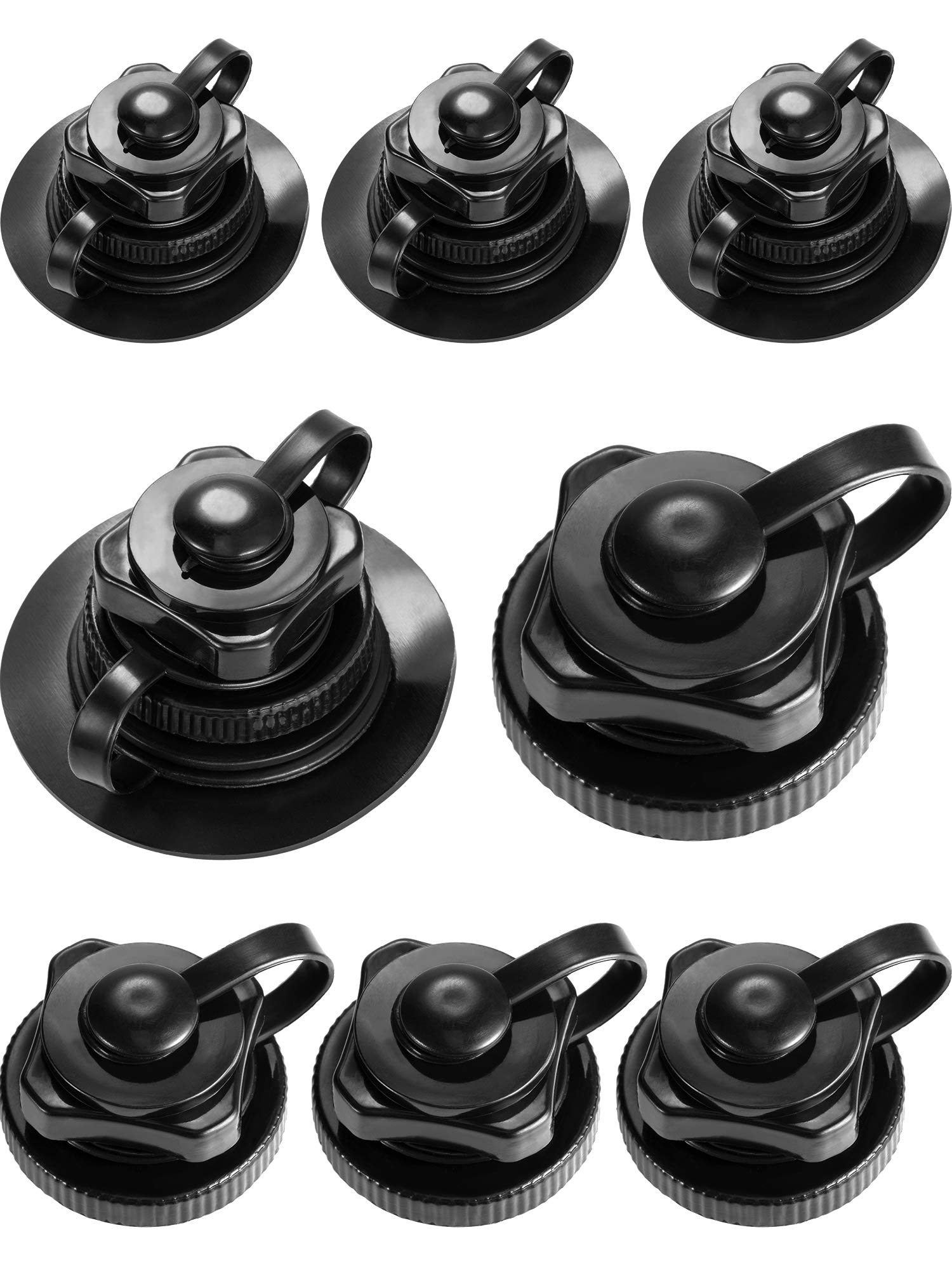 Zhanmai 8 Pieces Boston Valve Replacement Inflatable Boat Air Valve Screw Boston Valve for Rubber Dinghy Raft Kayak Pool Boat Airbeds, Black
