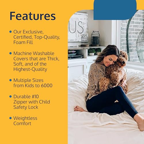 ULTIMATE SACK 6ft Bean Bag Chair, Oversize Bean Bag Chair for Adults, Comfy Chair Bean Bag Couch Lounge Sofa Loveseat Furniture | Ivory Fur
