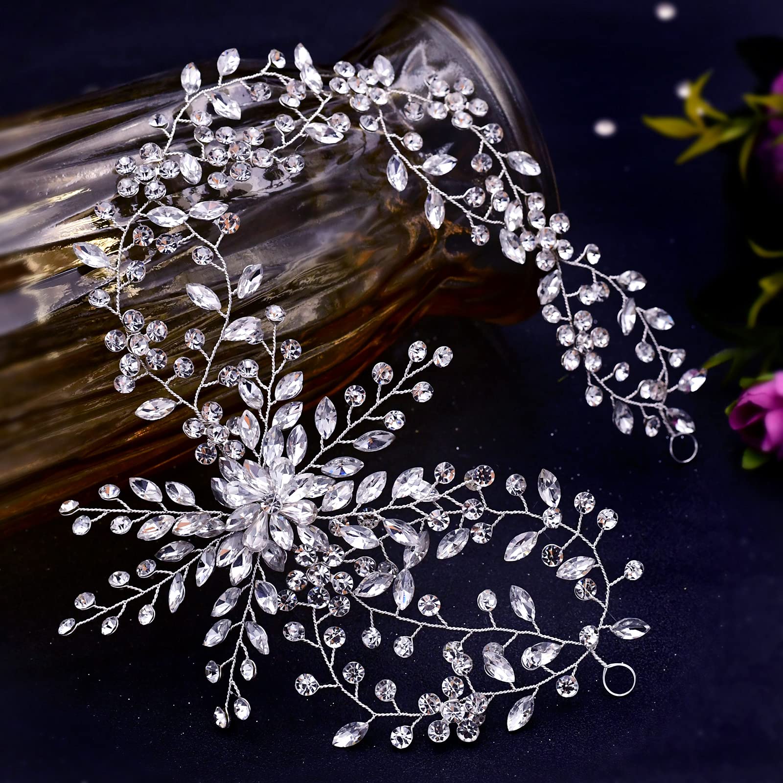 ZHENM Rhinestone Wedding Headband Bridal Hair Vine,Wedding Headpieces for Bride