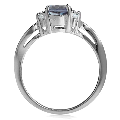 Silvershake Simulated Color Change Alexandrite White Gold Plated 925 Sterling Silver Engagement Ring Size 10
