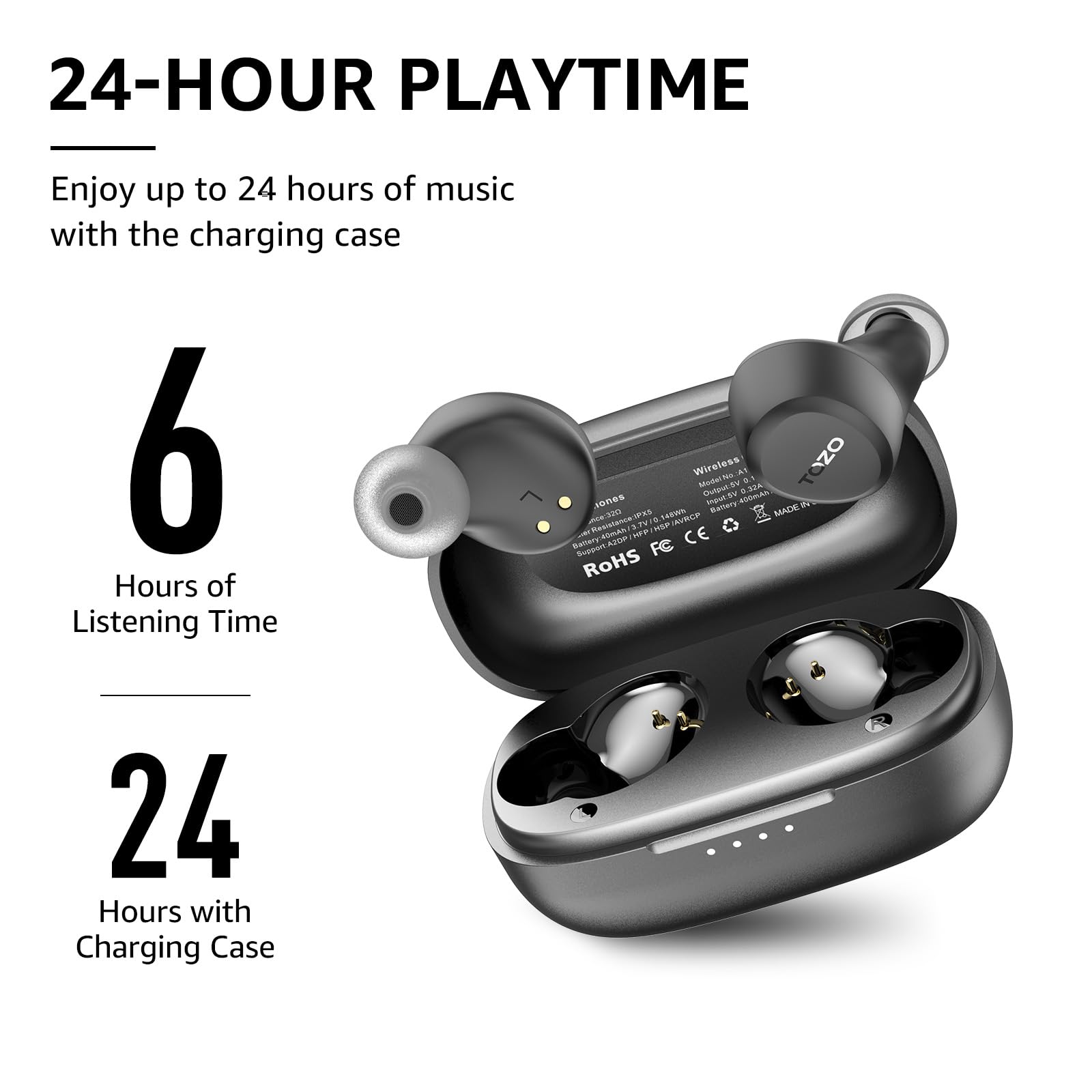 TOZO A1 Mini Wireless Earbuds Bluetooth 5.3 in Ear Light-Weight Headphones Built-in Microphone, IPX5 Waterproof, Immersive Premium Sound Long Distance Connection Headset with Charging Case, Pink