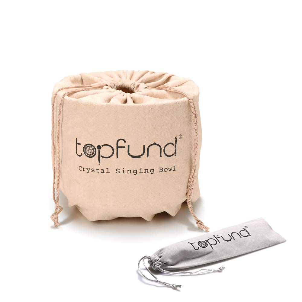 TOPFUND 440 Hz Violet B Note Crystal Singing Bowl Crown Chakra 8 Inch with Heavy Duty Carrying Case and Suede Mallet