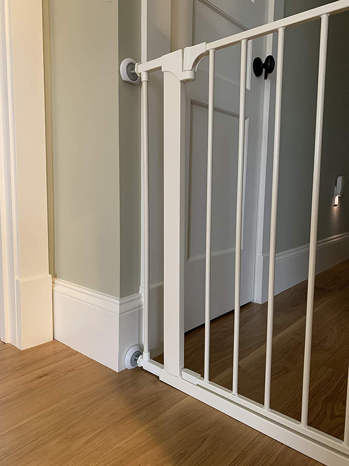Wall Saver Protects Walls from Baby Gate Damage - Makes Safety Gates More Secure - for Walk Thru Pressure Mounted Gates - for Childproofing, Pet Proofing - 4 Mini Flat Bottom Wall Savers