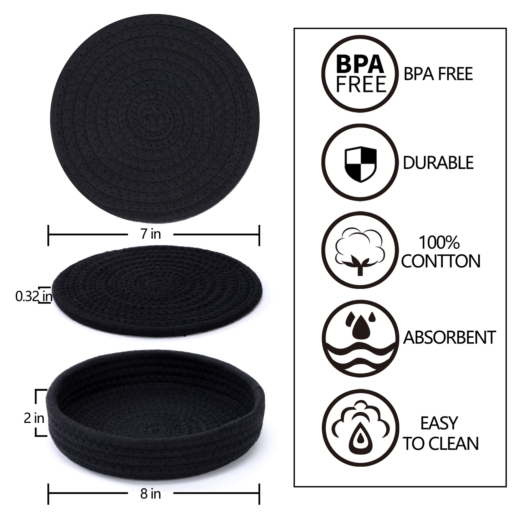 Trivets for Hot Dishes, Trivets for Hot Pots and Pans, 7 Inchs Hot Pads 5 Pcs and Storage Basket 1 Pack for Countertops, Pot Holders for Kitchen, Cotton Table Protector Hot Mats Heat Resistant (Green)