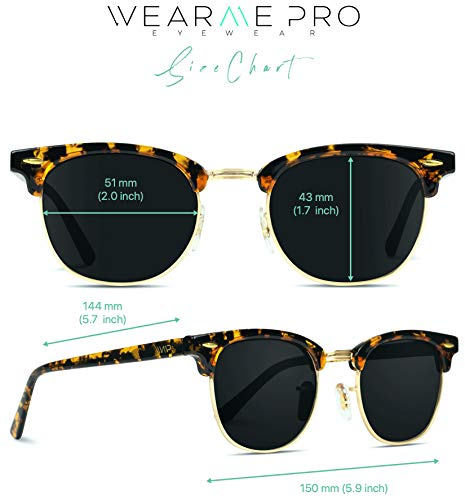 WearMe Pro - Polarized Classic Half Frame Semi Rimless Retro Sunglasses Women Men
