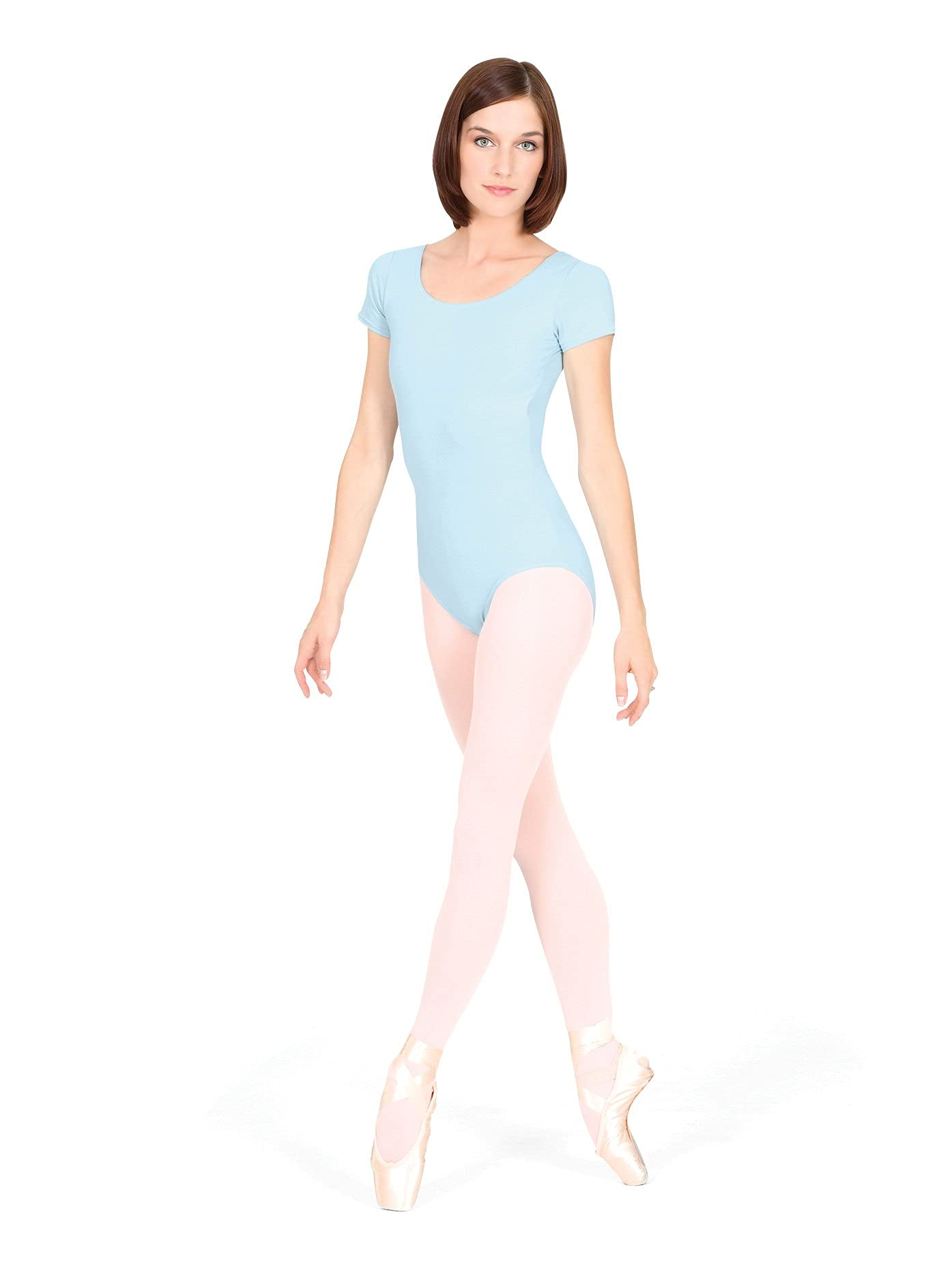 Theatricals Womens Cotton Short Sleeve Cotton Dance Leotard Black S N5502