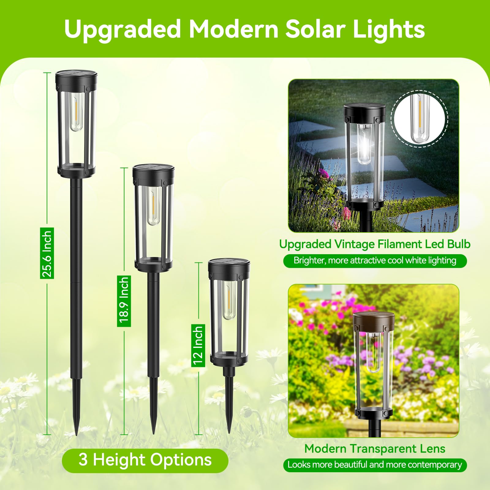 WdtPro Solar Lights for Outside Pathway 8 Pack, Super Bright Over 12 Hours Solar Walkway Driveway Lights, Waterproof Outdoor Solar Lights for Yard Garden Path Patio (Cool White)