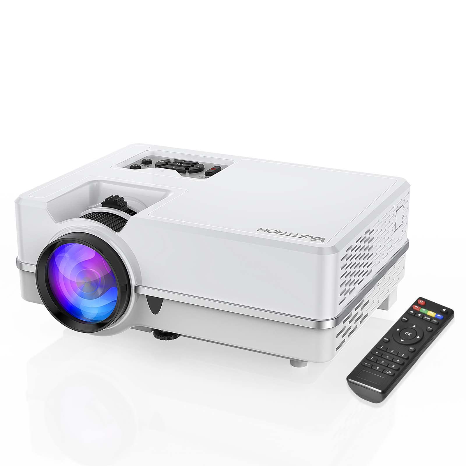 Vasttron Mini Projector,Portable Movie Projector,Small Multimedia Home Theater Video Projector,Compatible with Full HD 1080P HDMI,VGA,USB,AV,TV Box,DVD,Laptop,Smartphone,PS4