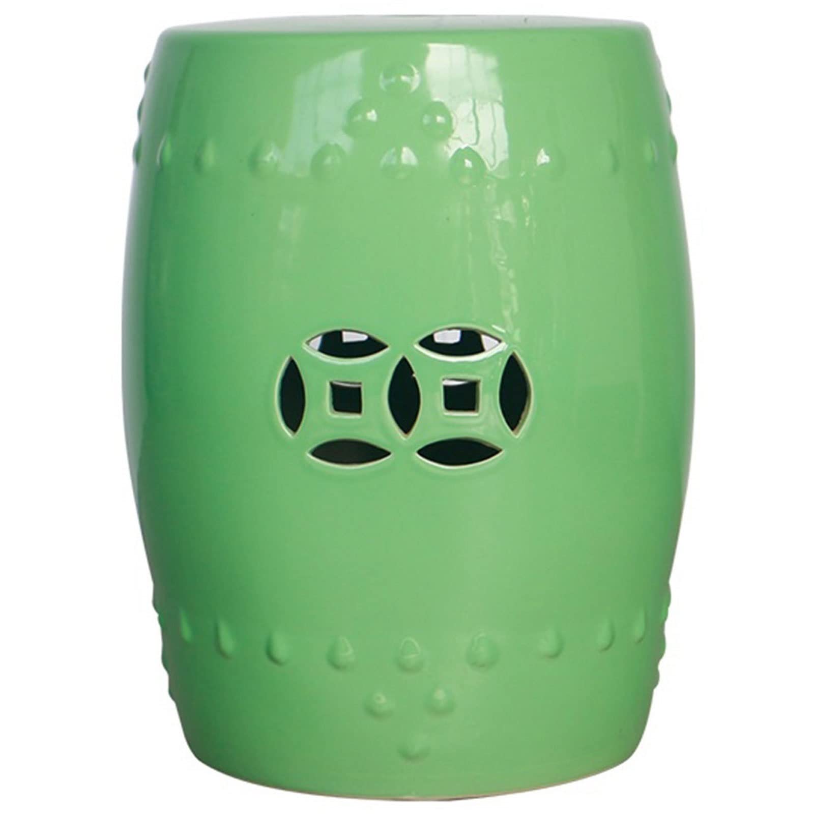 YVAILO Decorative Ceramic Garden Stool, Glazed Hollow Shoe Changing Stool Drum Stool, Suitable for Outdoor Garden, Living Room, Terrace, Etc. (Color : Green)