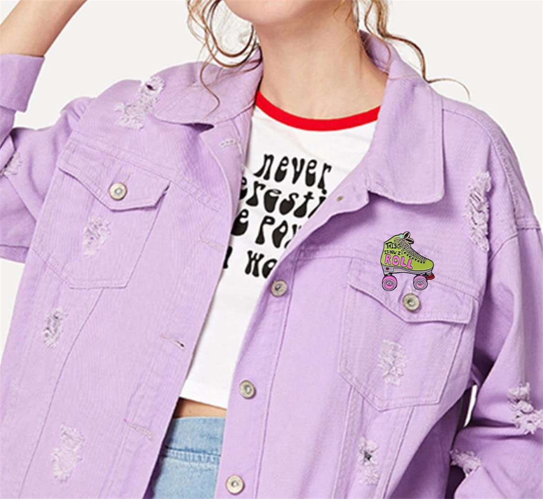 This is how I roll roller skates enamel pin retro skating brooch funny puns Roller Derby badge vaporwave aesthetic 80s kids gift