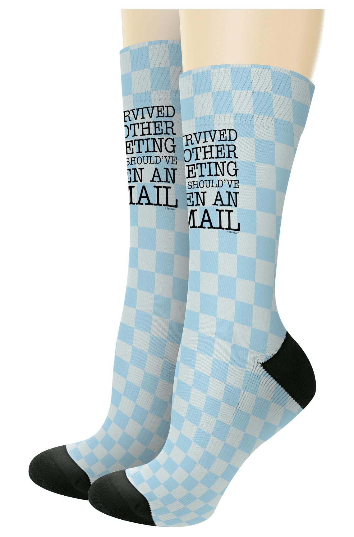 ThisWear Funny Office Gifts For Women I Survived Another Meeting That Should Have Been An Email 1-Pair Novelty Crew Socks