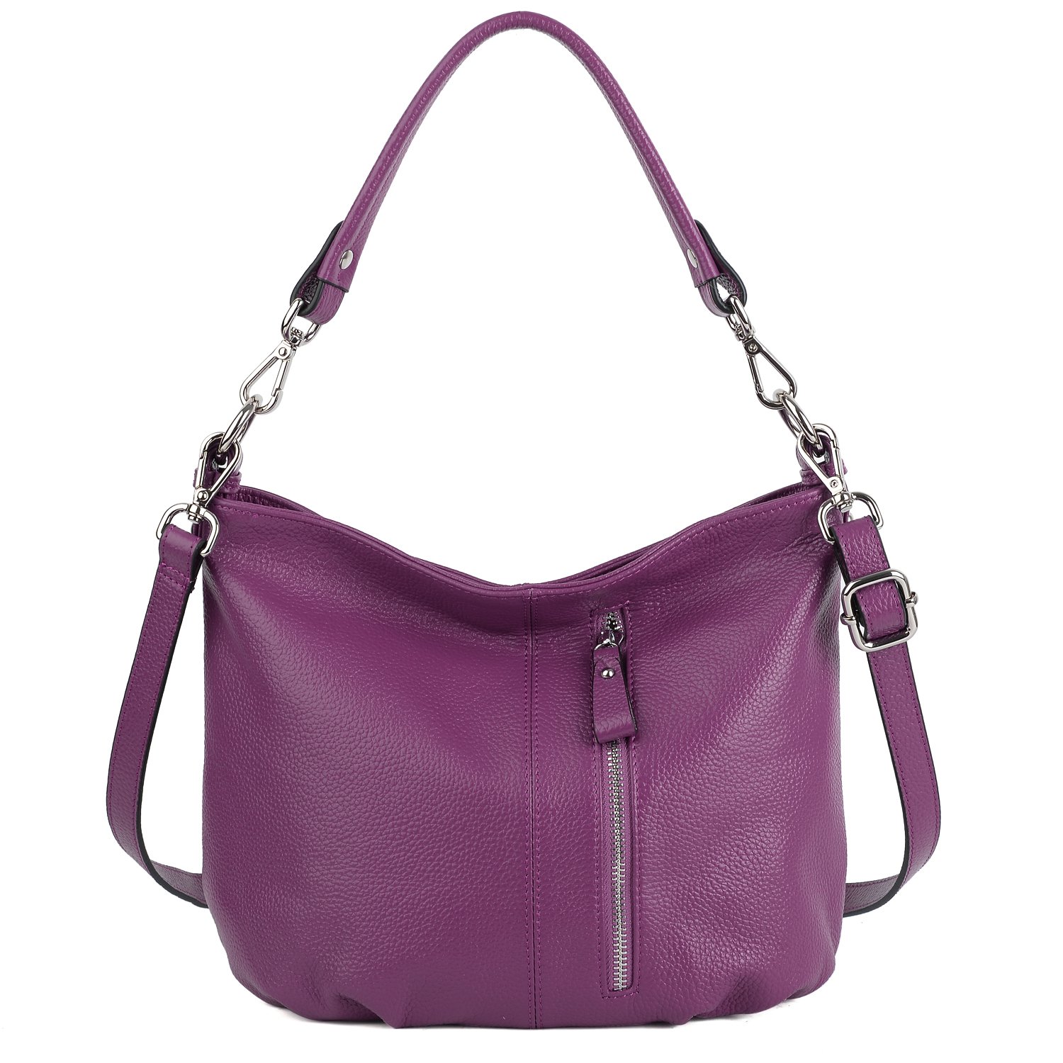 YALUXE Women's Front Pocket Soft Cowhide Leather Small Mini Purse Style Shoulder Bag Purple