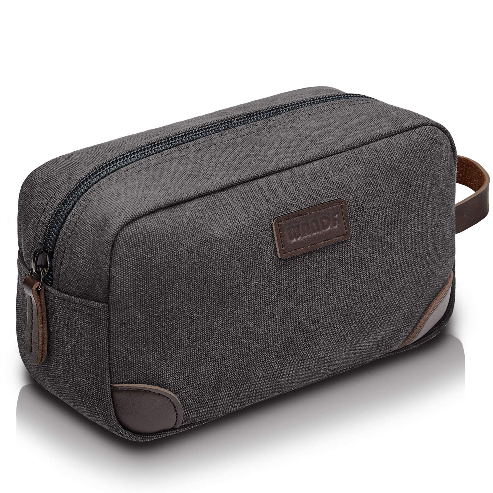 WANDF Toiletry Bag Small Nylon Dopp Kit Lightweight Shaving Bag for Kids Men and Women (Grey)
