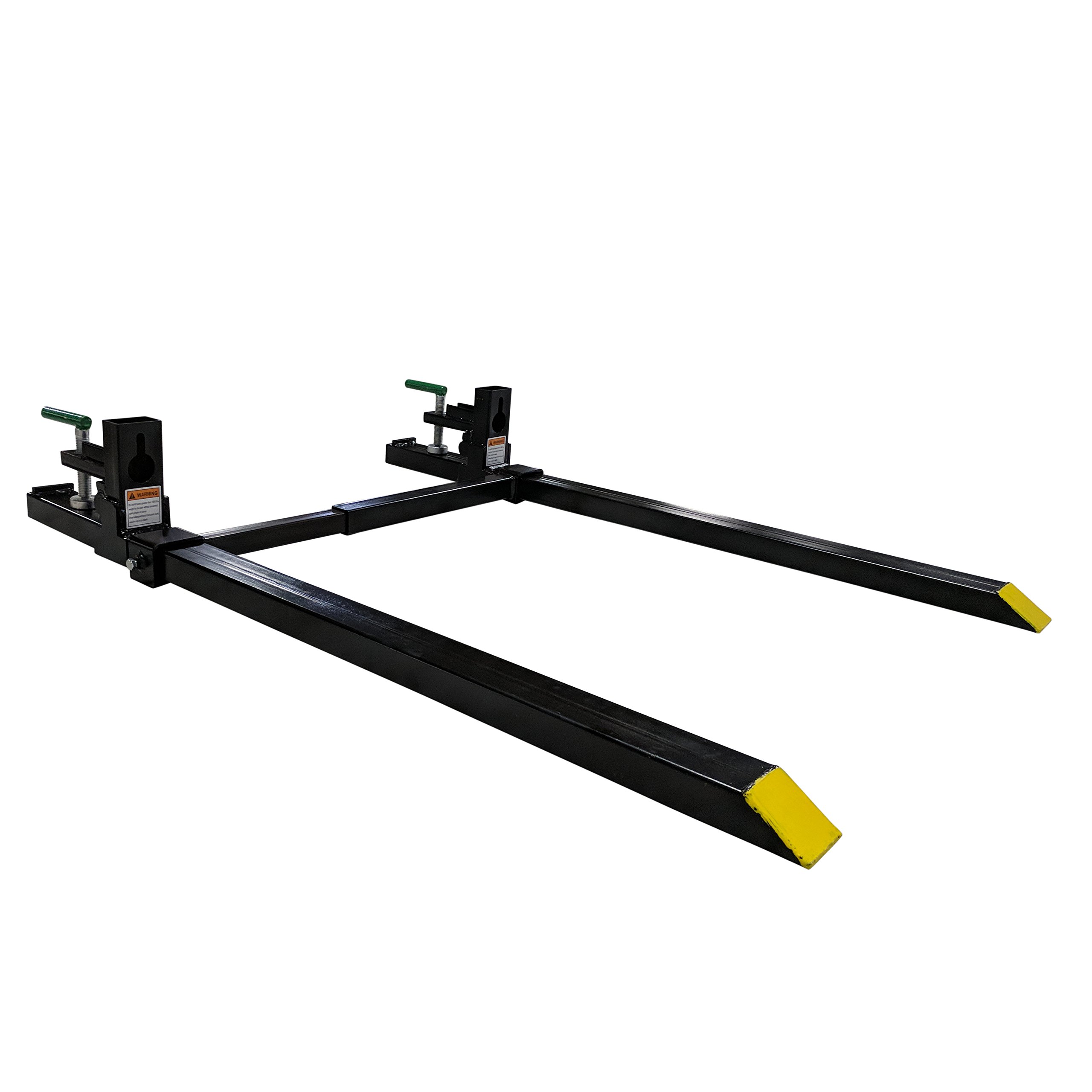 Titan Attachments Light-Duty 60" Clamp-on Pallet Forks with Adjustable Stabilizer Bar, 46" x 3" Fork Length, Rated 1,500 LB, Easy to Install on Loader or Skid Steer Bucket